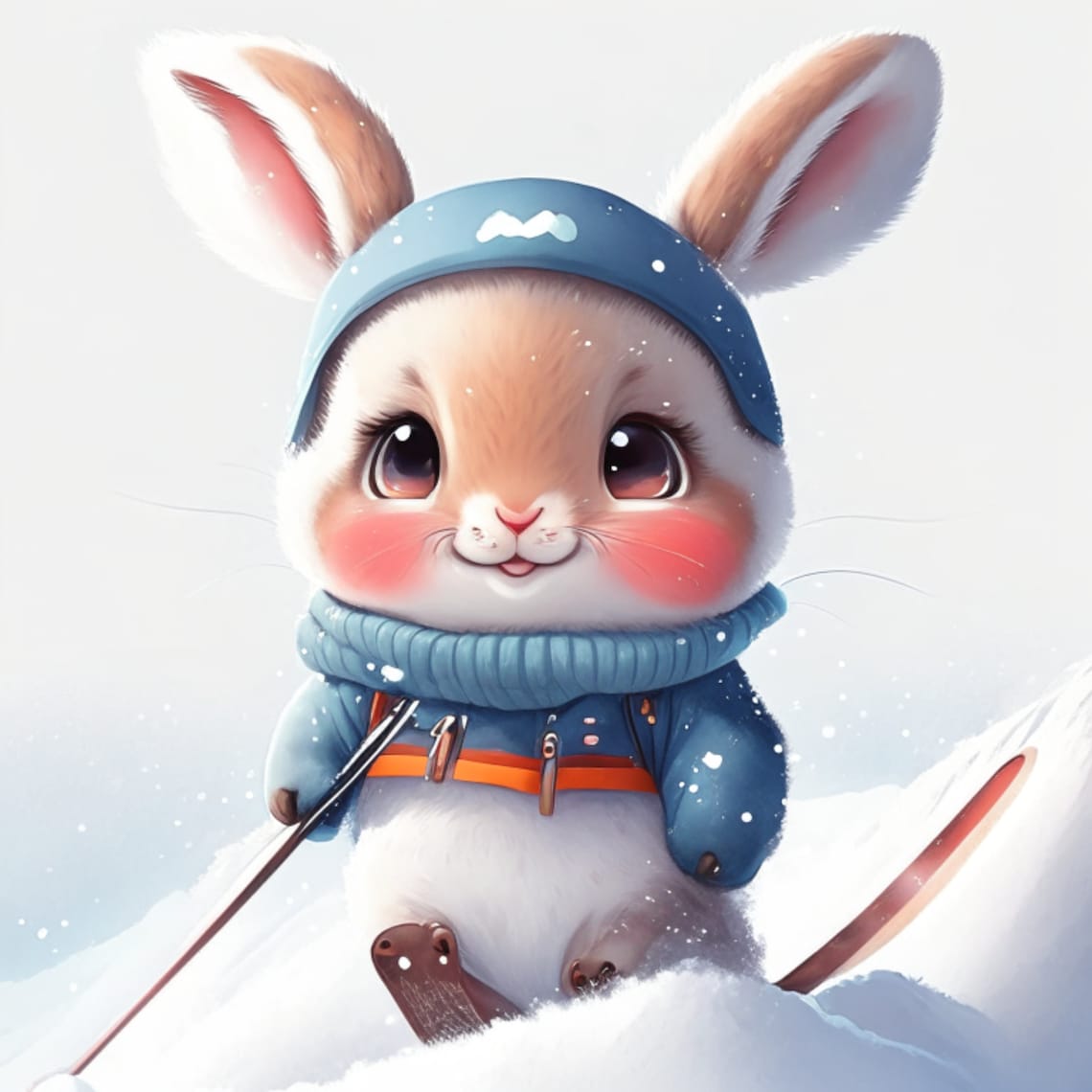 Cute Ski Bunny Clipart 300dpi High Resolution PNG Graphics - Etsy