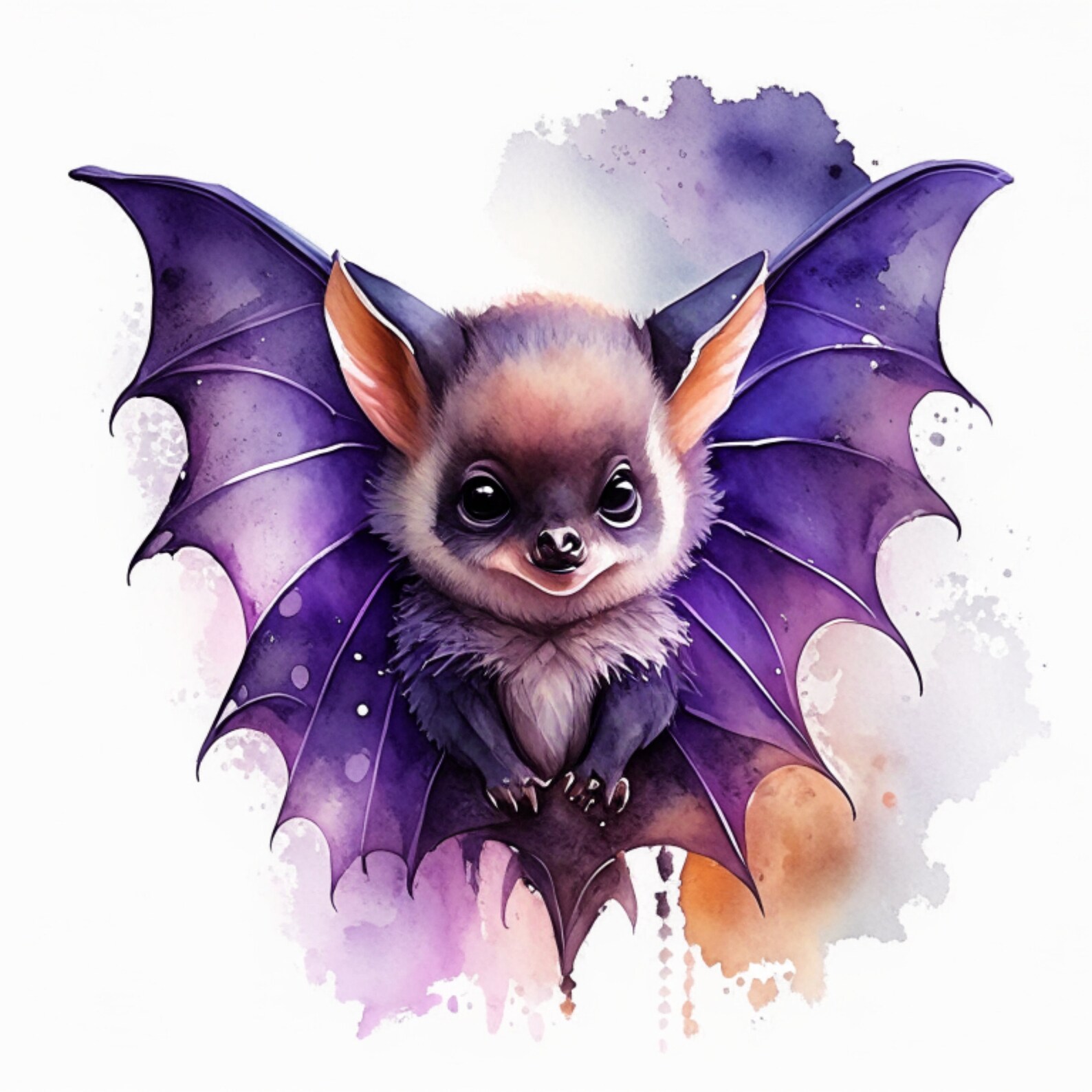 Cute Bat Clipart | 300dpi High Resolution | PNG Graphics | Instant ...