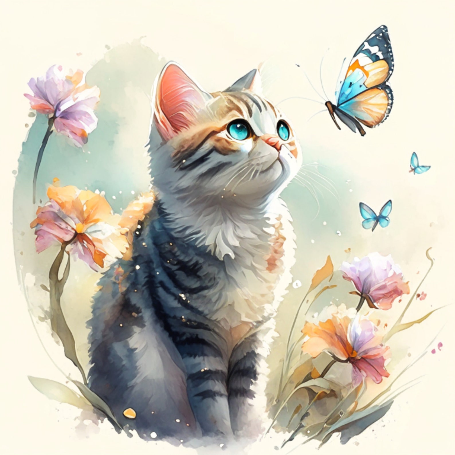 Cat and Butterfly Clipart | 300dpi | PNG Graphics | Instant Download ...