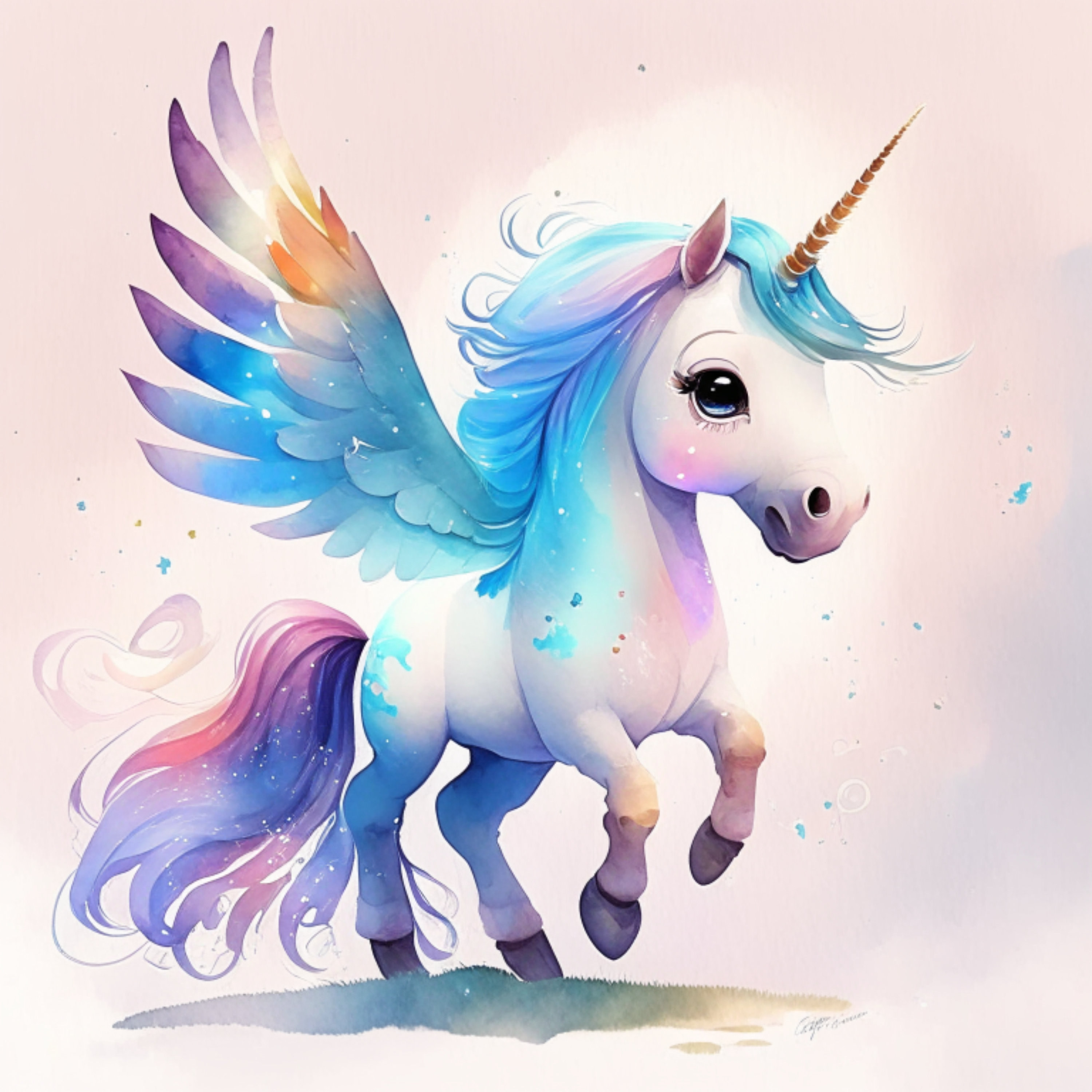 Cute Pegasus Clipart | 300dpi High Resolution | PNG Graphics | Instant ...