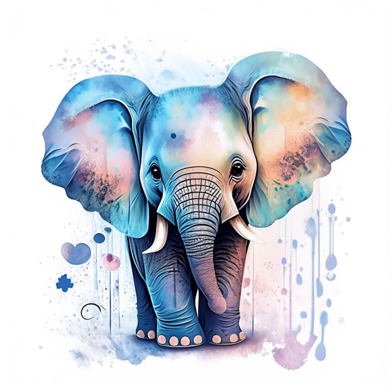 Cute Elephant Clipart | 300dpi High Resolution | PNG Graphics | Instant ...