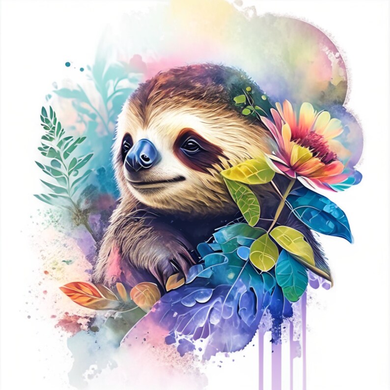 Cute Sloth Clipart | 300dpi High Resolution | PNG Graphics | Instant ...