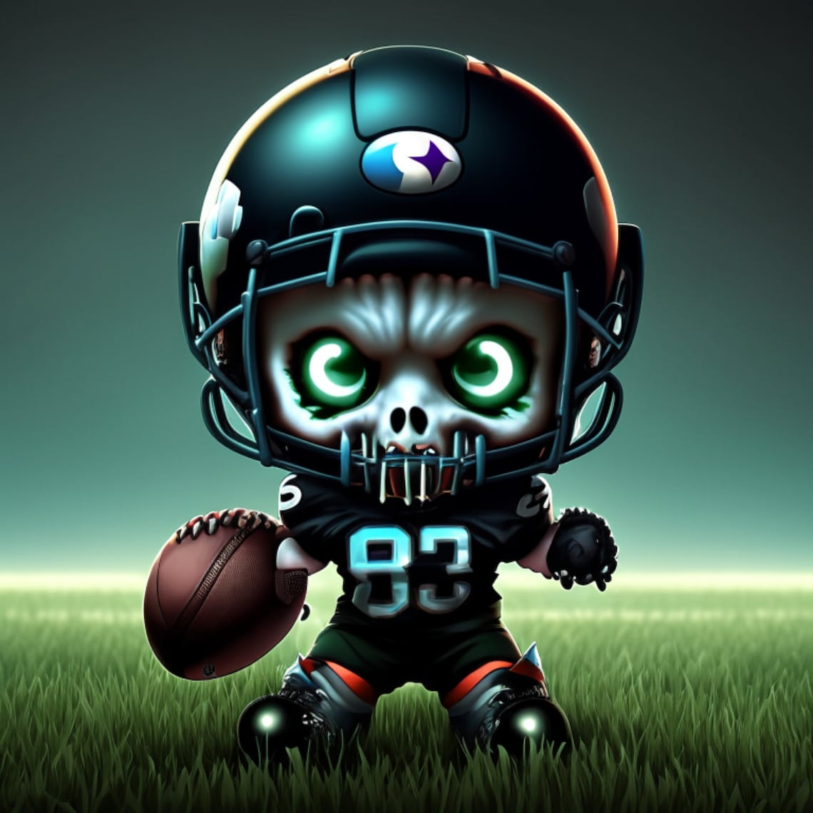 Cute American Football Zombie Clipart | PNG Graphics (digital Download ...