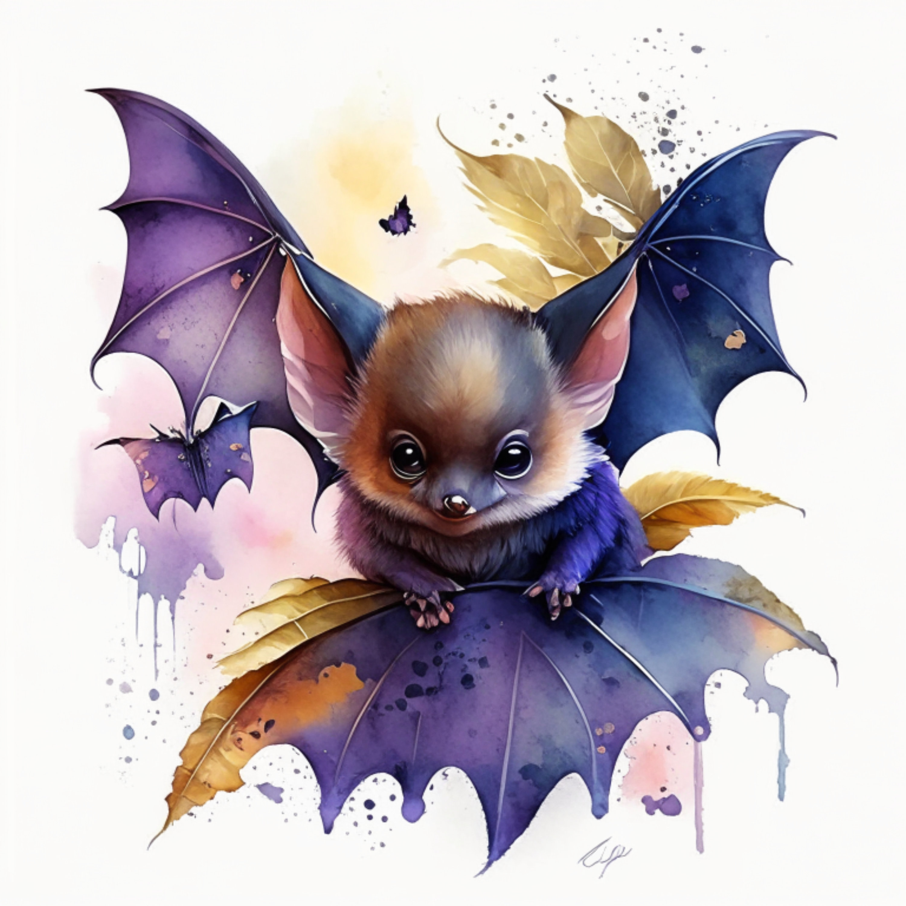 Cute Bat Clipart | 300dpi High Resolution | PNG Graphics | Instant ...