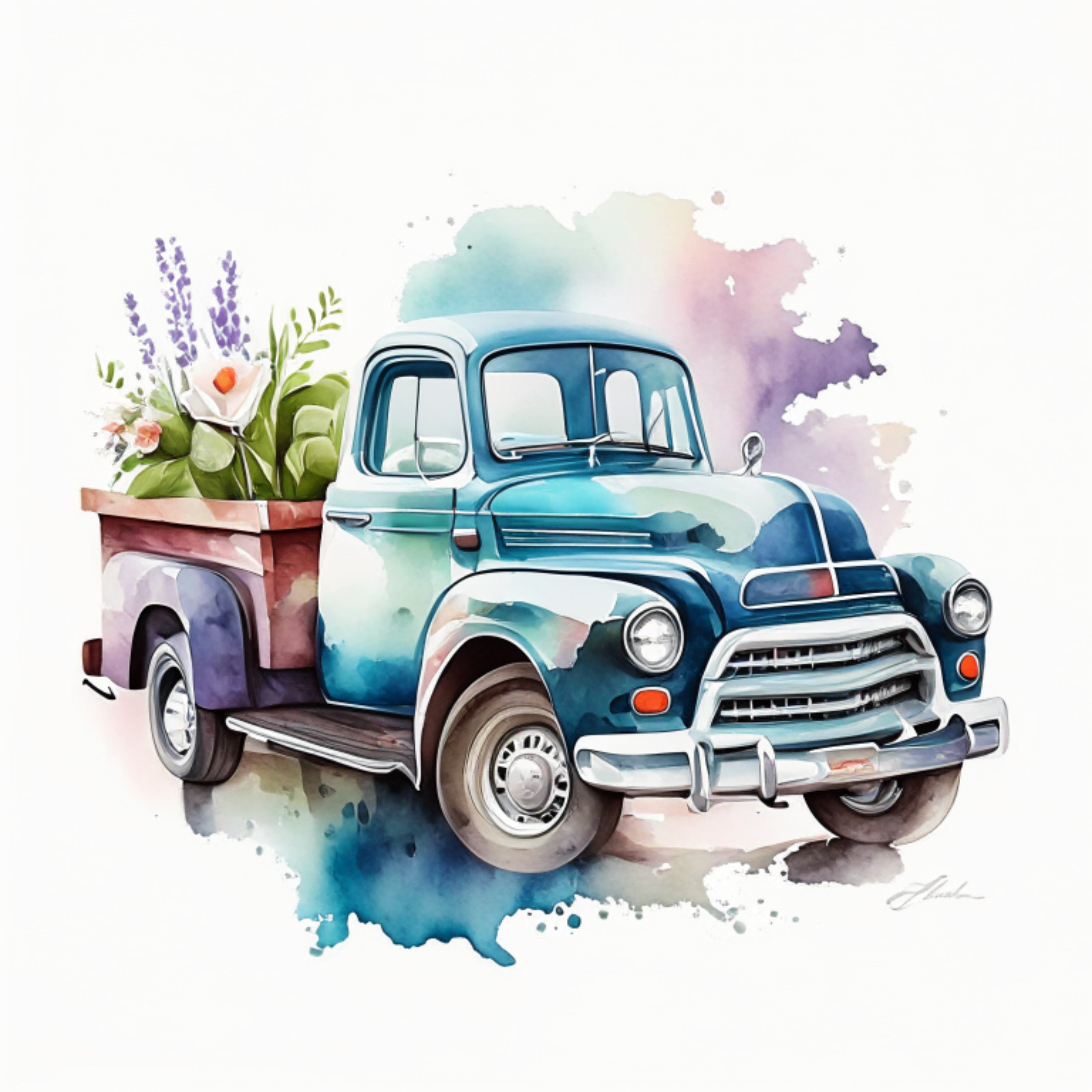 Watercolor Classic Car Clipart: 300dpi PNG Graphics (digital Download ...