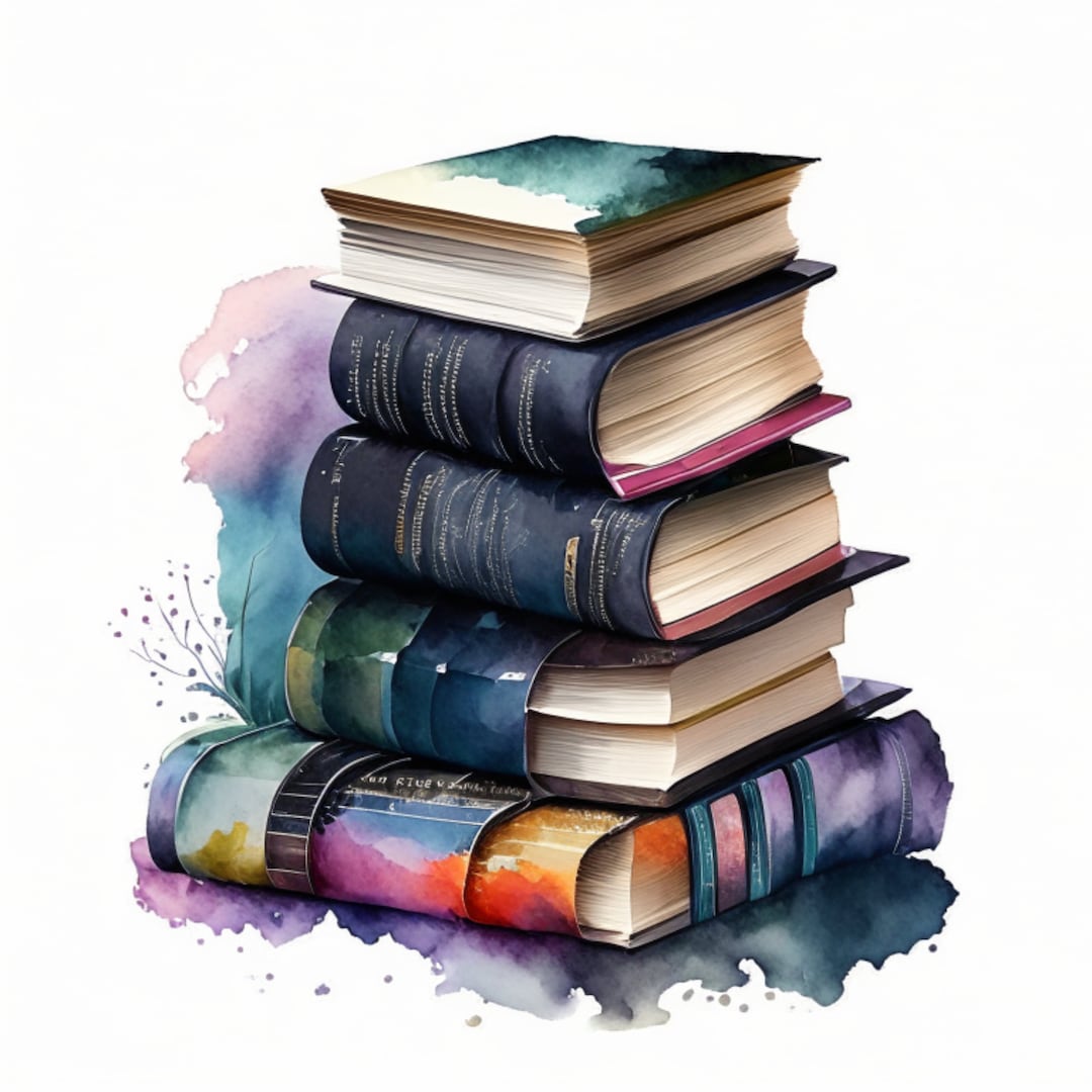 Cute Stack of Books Clipart | 300dpi | PNG Graphics | Instant Download for Commercial Use ...