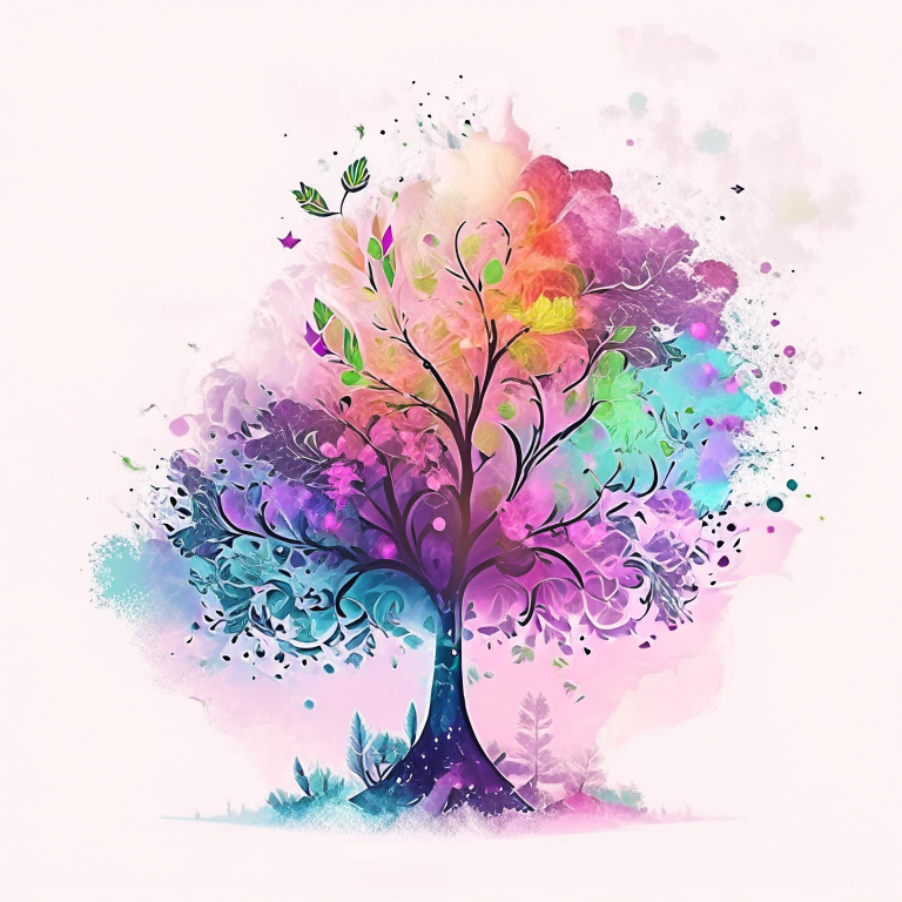 Watercolor Wish Tree Clipart: High-resolution PNG Graphics (digital ...