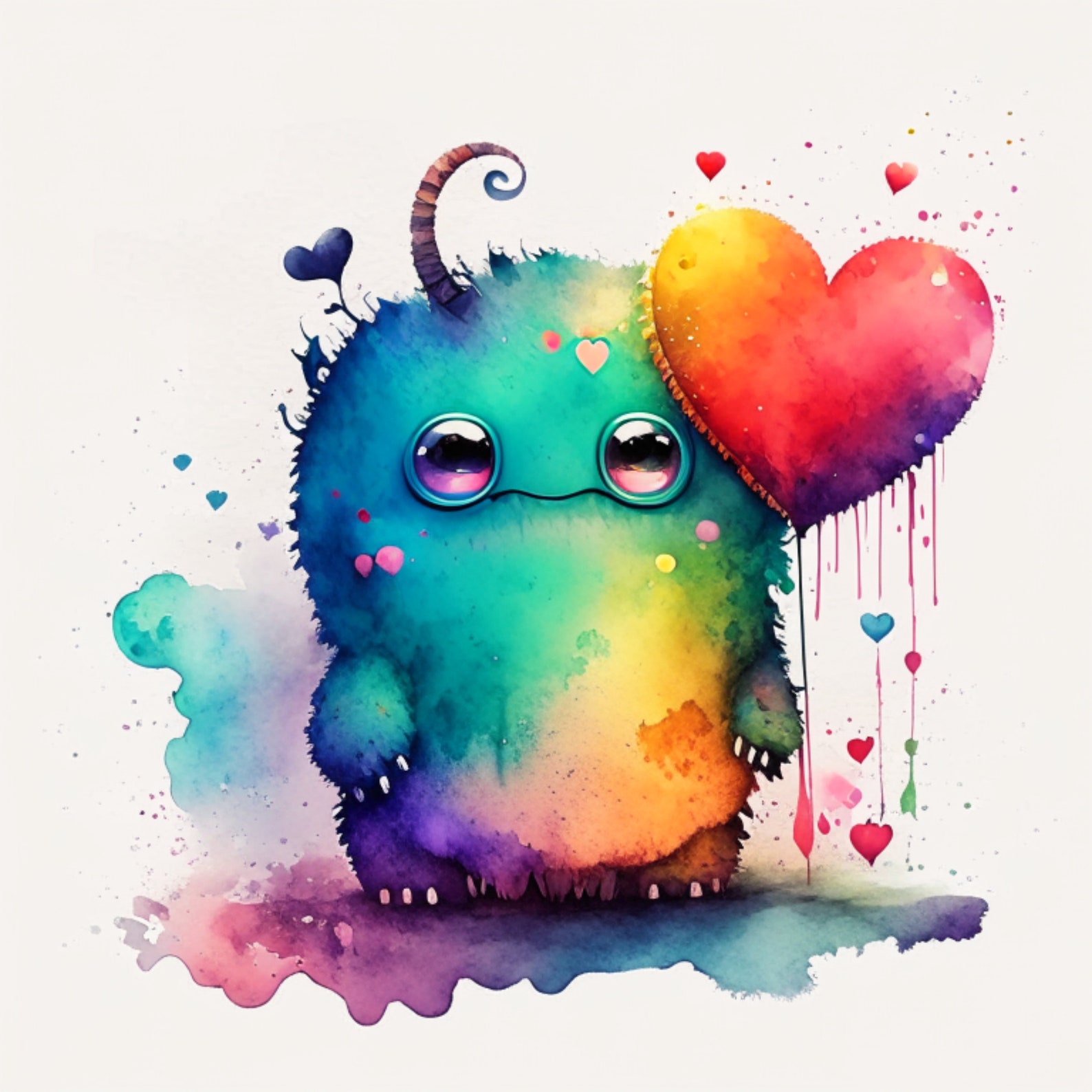 Cute Monster Love Clipart 300dpi PNG Graphics Instant Download for ...