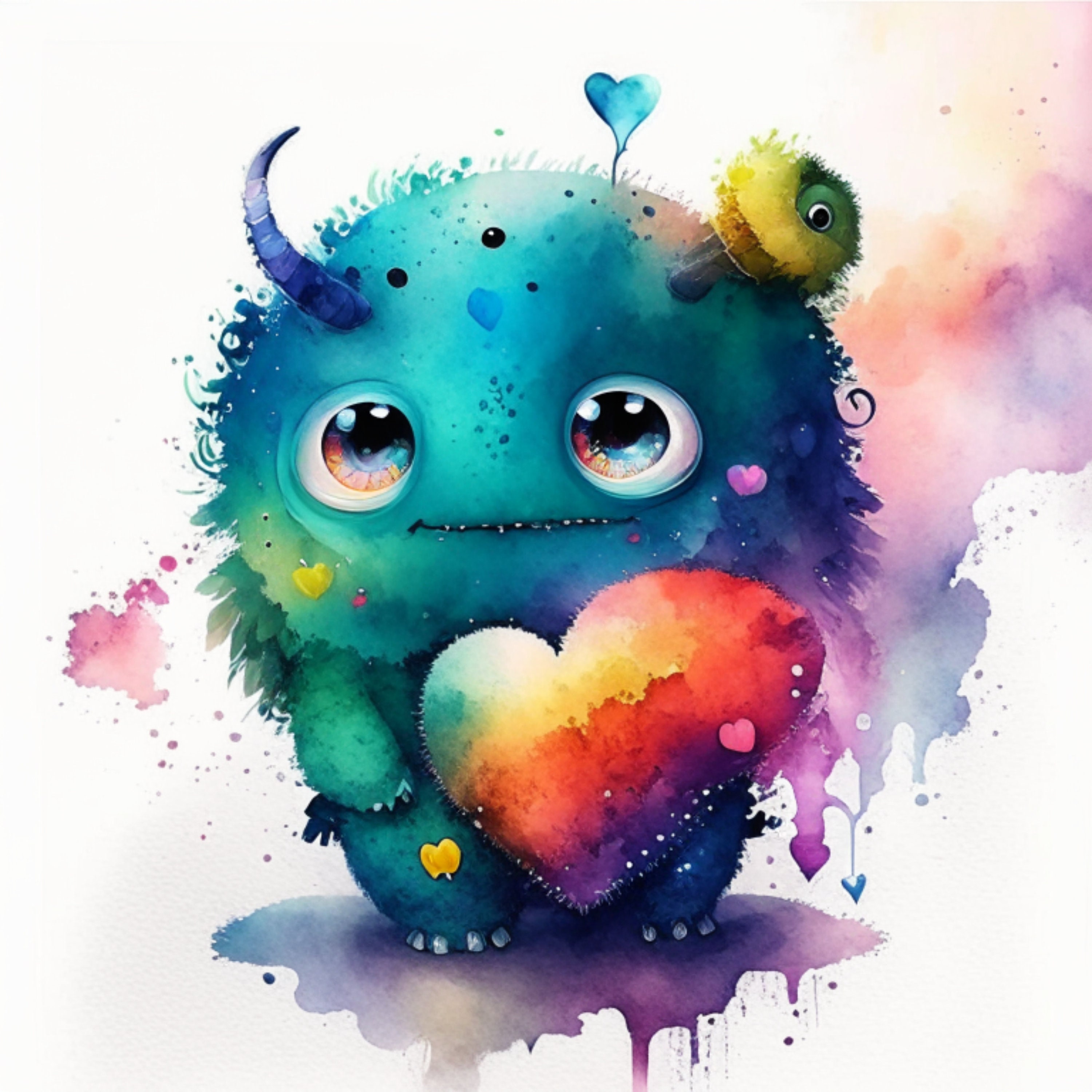 Cute Monster Love Clipart 300dpi PNG Graphics Instant Download for ...