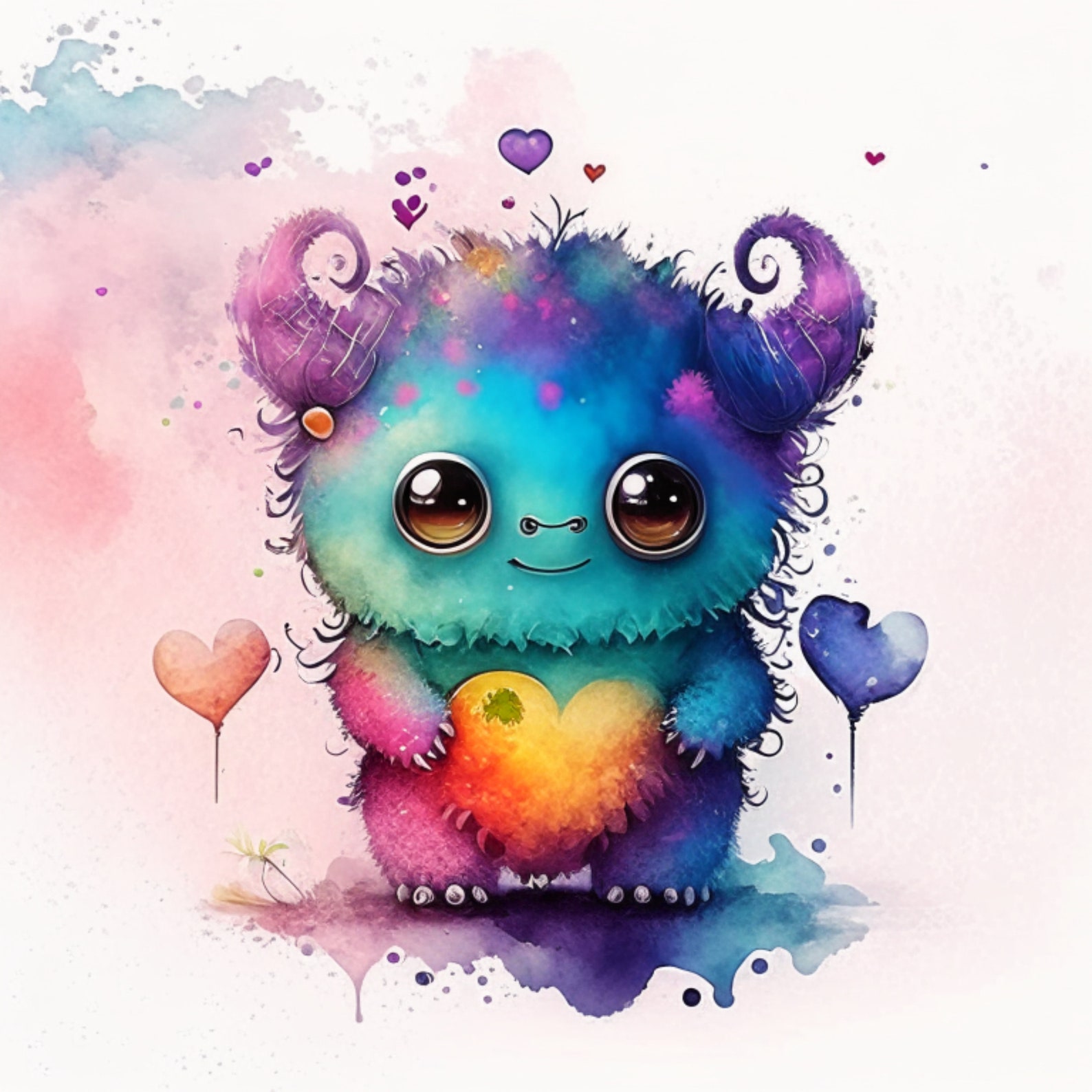 Cute Monster Love Clipart 300dpi PNG Graphics Instant Download for ...