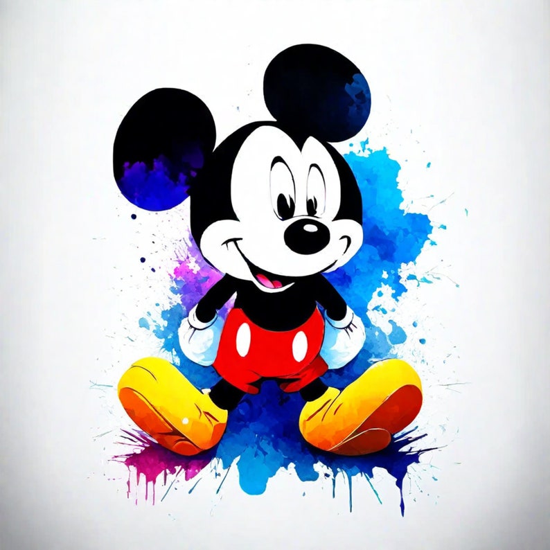 Watercolor Mickey Mouse Clipart: High-resolution PNG Graphics (instant ...