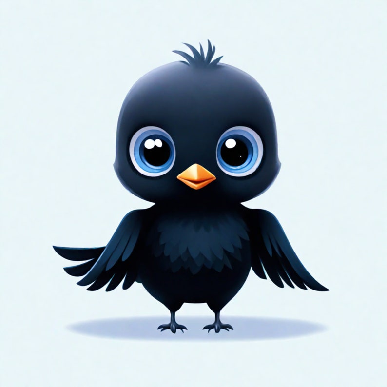 Baby Crow Clipart | 300dpi High Resolution | PNG Graphics | Instant ...