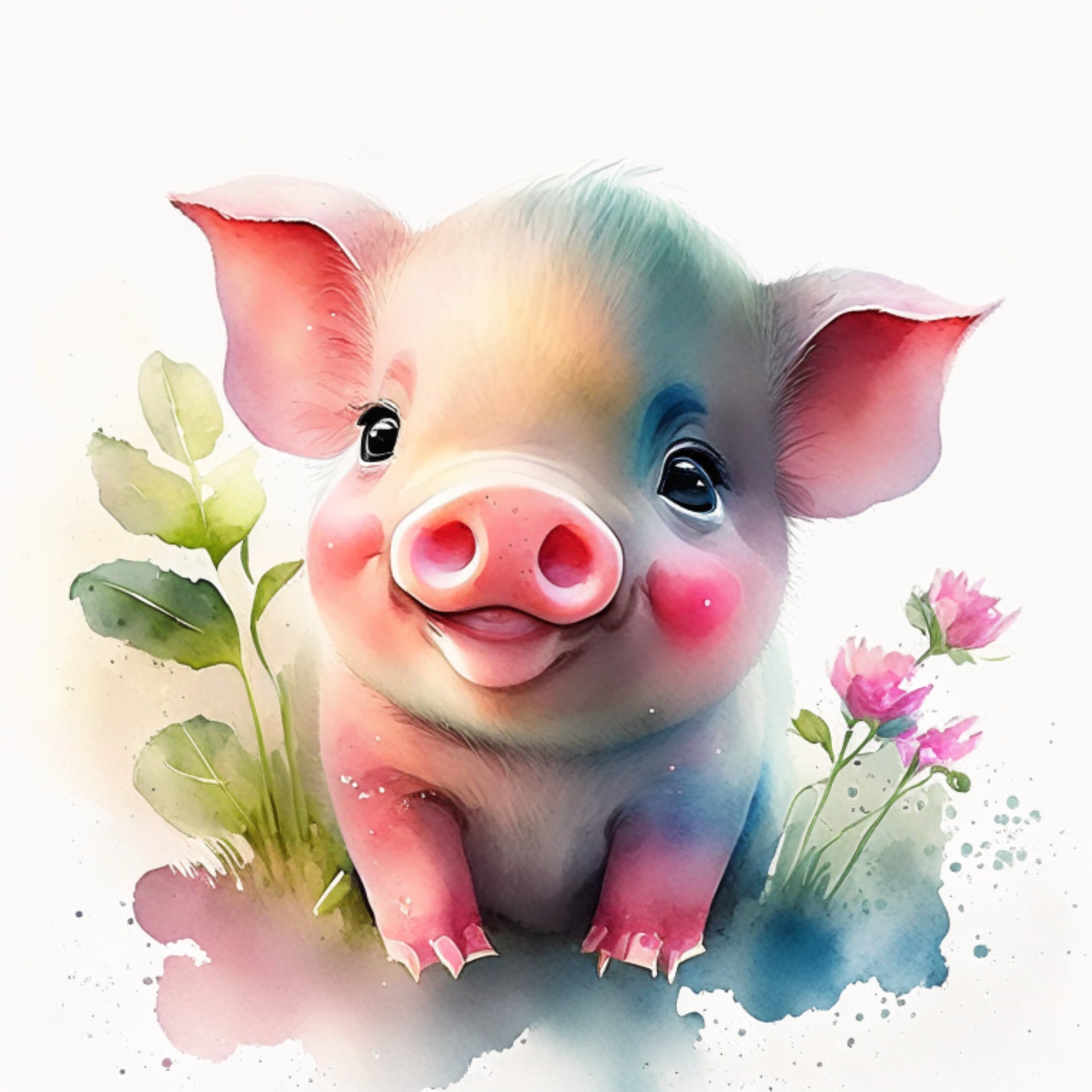 Watercolor Pig Clipart: High-resolution PNG Graphics (commercial Use ...