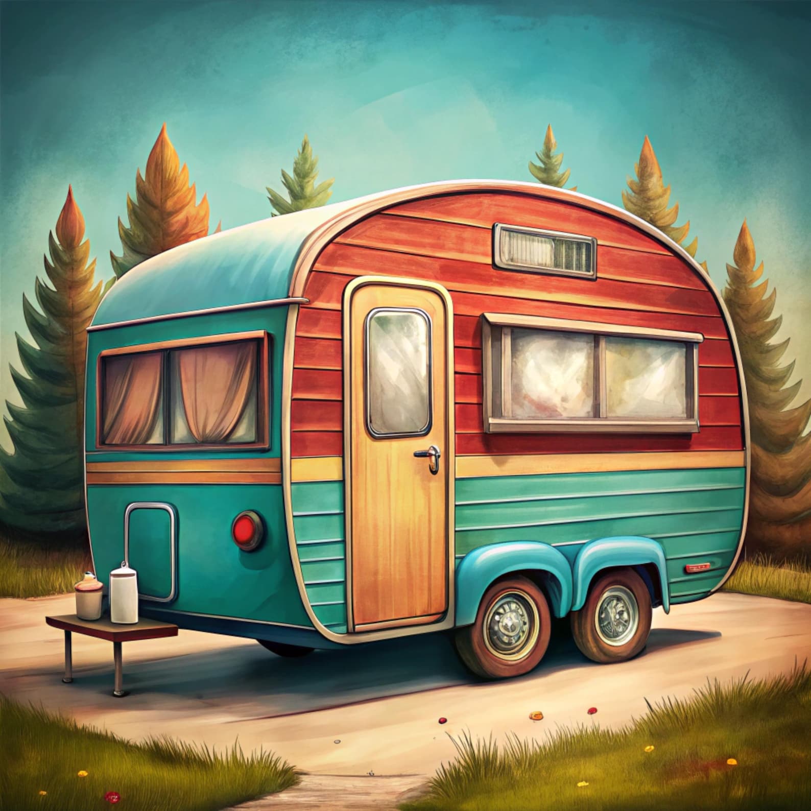 Caravan Clipart: Colorful PNG Graphics (commercial Use, Instant ...