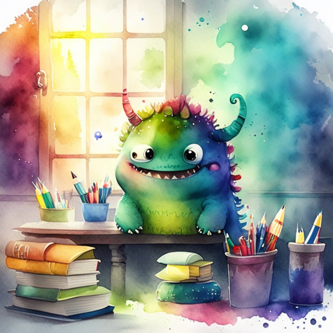 Cute Monster in Classroom Clipart 300dpi PNG Graphics - Etsy
