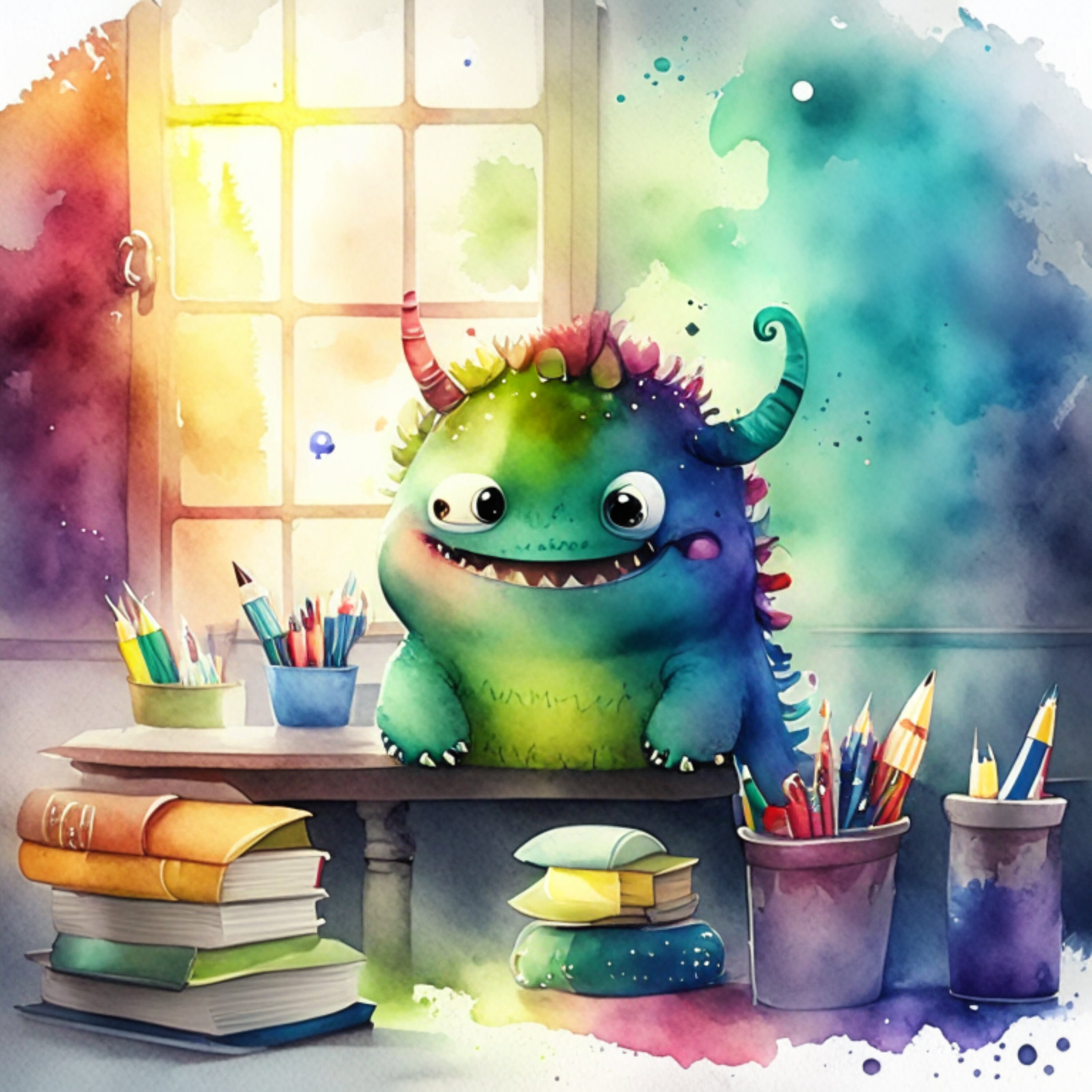 Cute Monster in Classroom Clipart | 300dpi | PNG Graphics | Instant ...