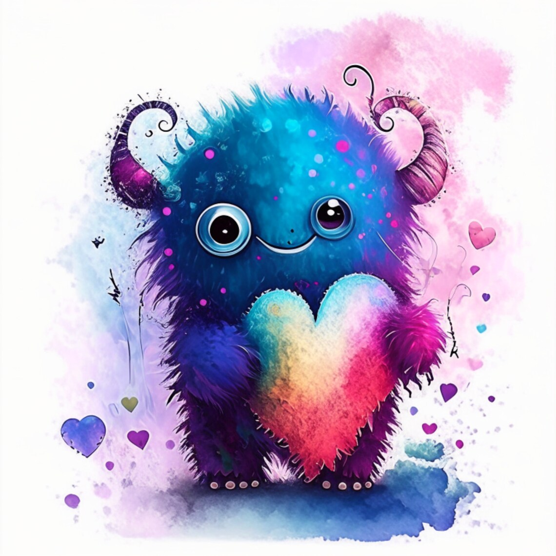Cute Monster Love Clipart 300dpi PNG Graphics Instant Download for ...