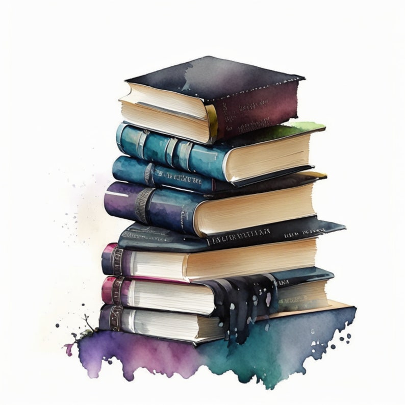 Cute Stack of Books Clipart | 300dpi | PNG Graphics | Instant Download ...