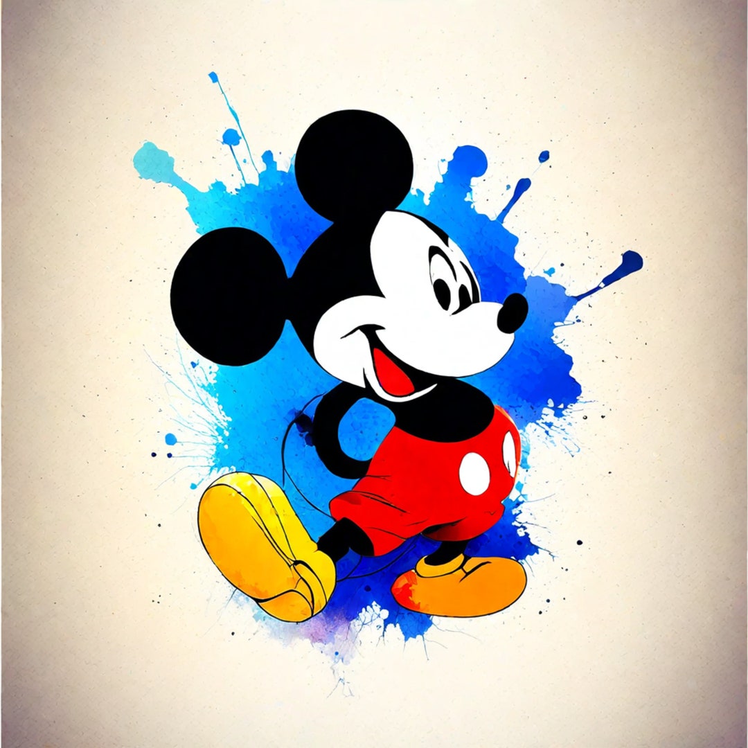 Watercolor Mickey Mouse Clipart: High-resolution PNG Graphics (instant ...