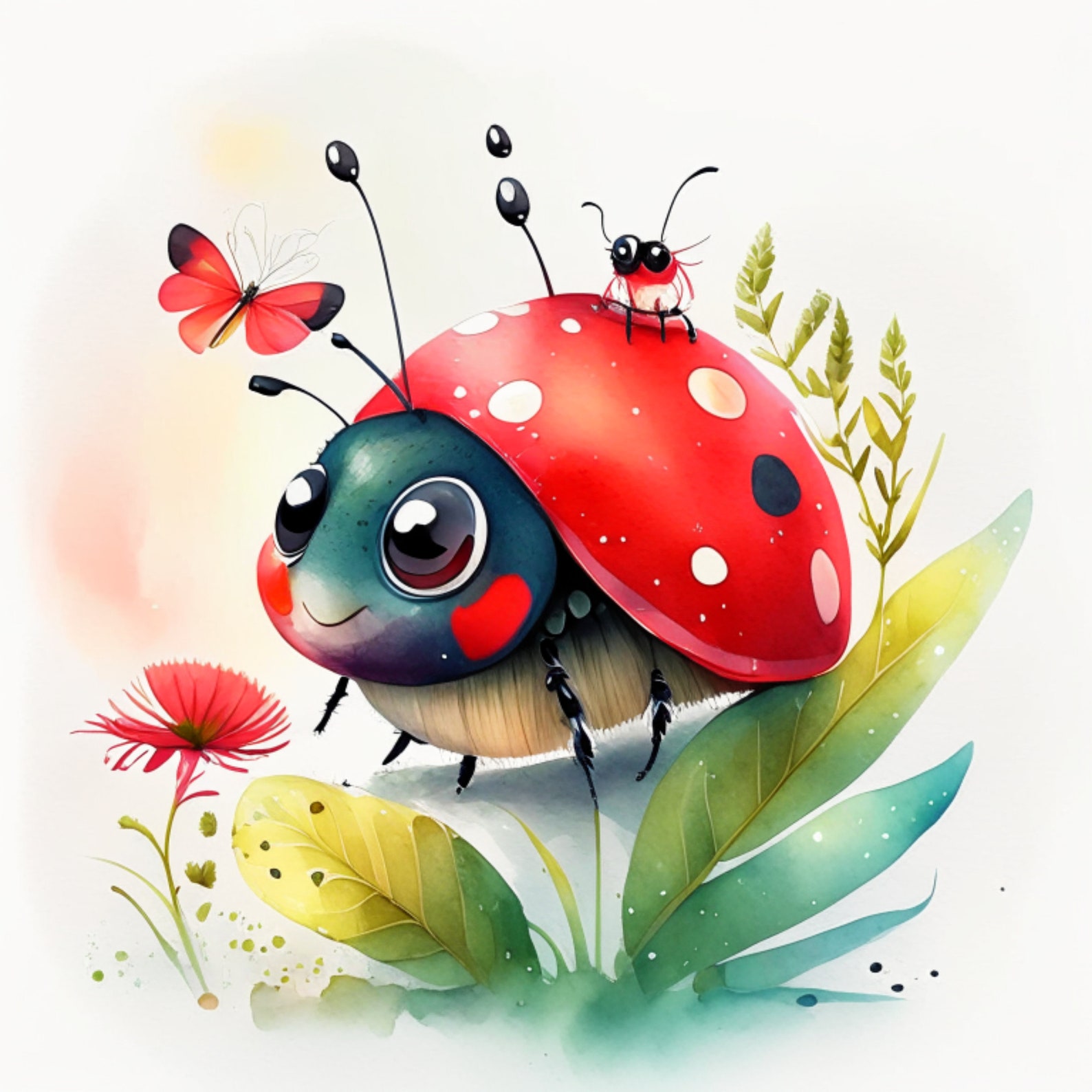 Cute Ladybird Clipart | 300dpi High Resolution | PNG Graphics | Instant ...