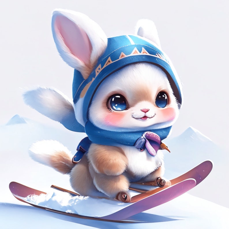 Cute Ski Bunny Clipart | 300dpi High Resolution | PNG Graphics ...
