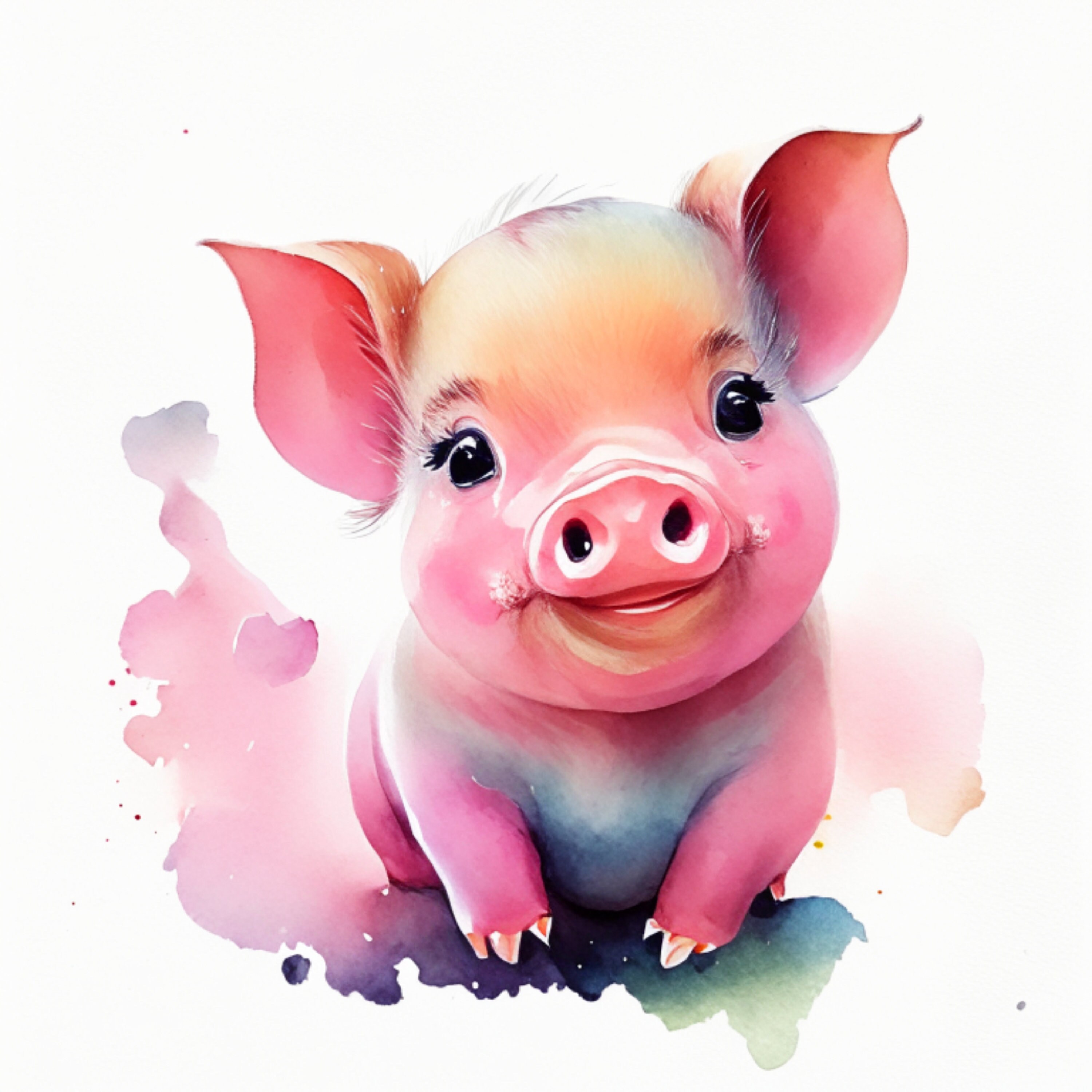Watercolor Pig Clipart: High-resolution PNG Graphics (commercial Use ...