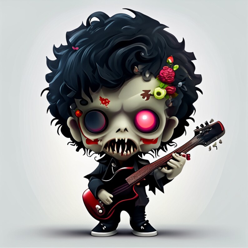 Musician Zombie Clipart | Rock Guitar PNG Graphics (digital Download ...