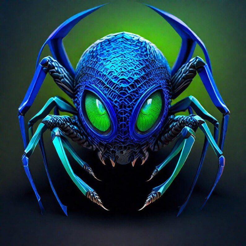 Blue Spider Clipart | 300dpi High Resolution | PNG Graphics | Instant ...