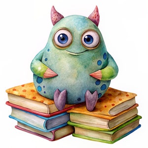 Cute Monster Books Clipart | 300dpi High Resolution | PNG Graphics ...
