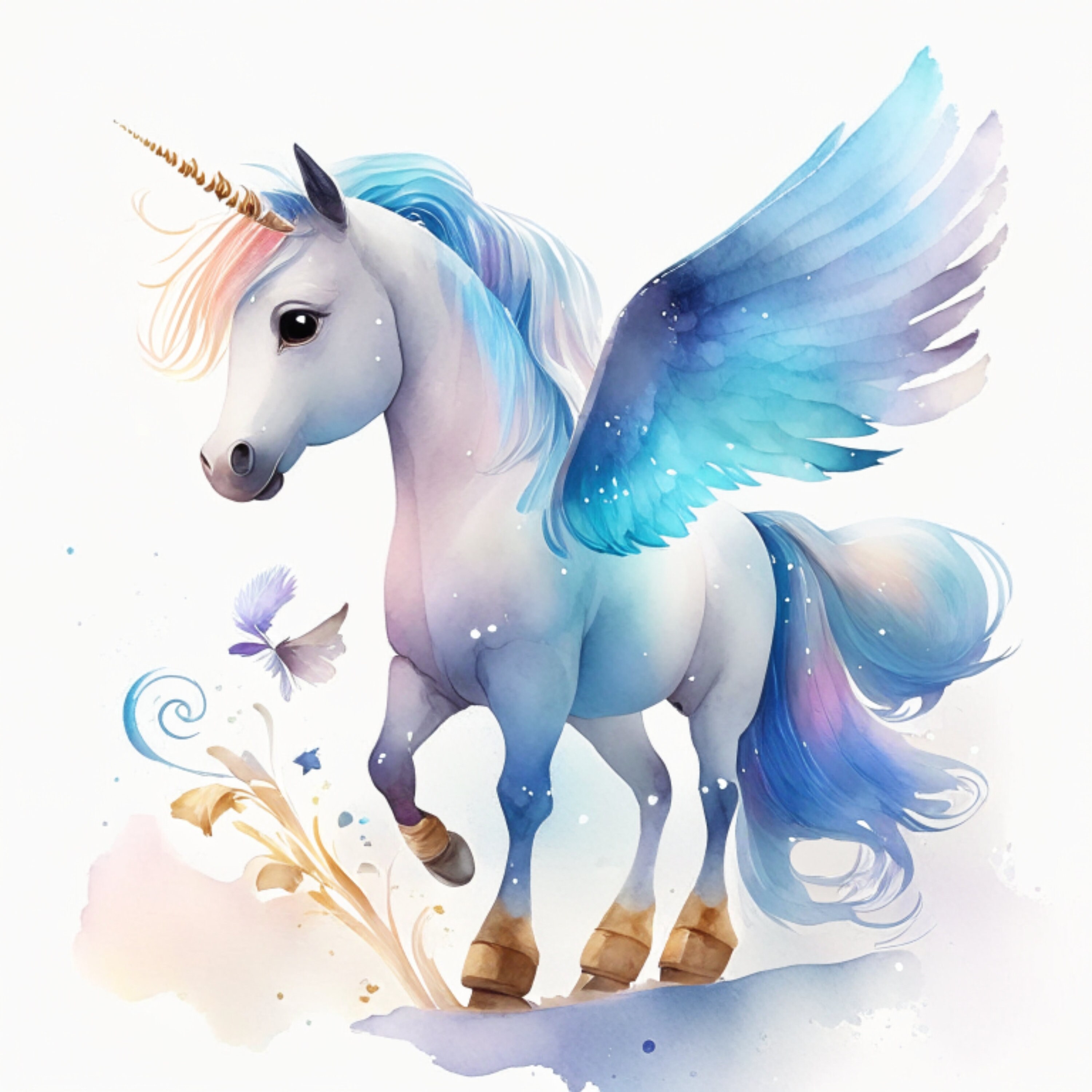 Cute Pegasus Clipart | 300dpi High Resolution | PNG Graphics | Instant ...