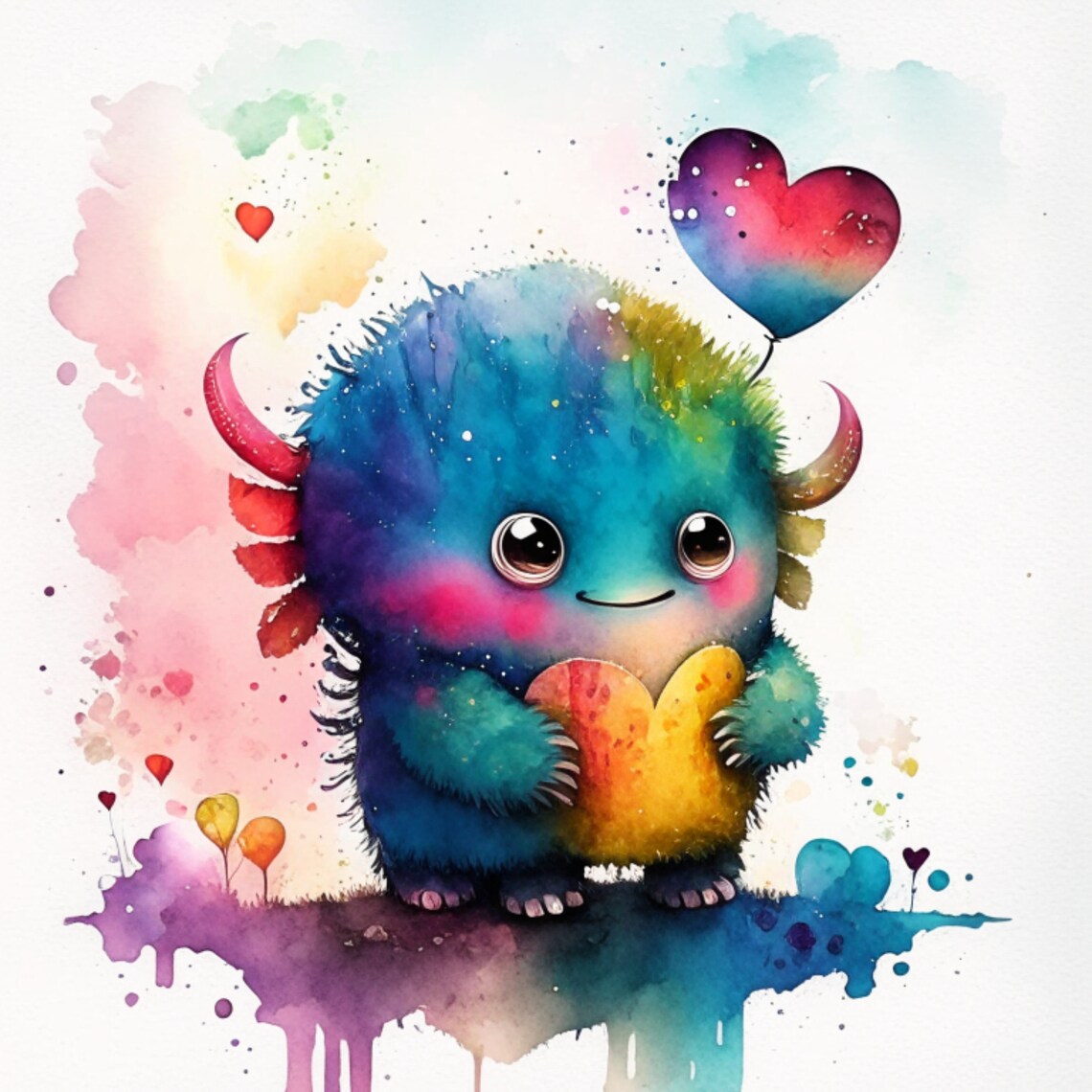 Cute Monster Love Clipart 300dpi PNG Graphics Instant Download for ...