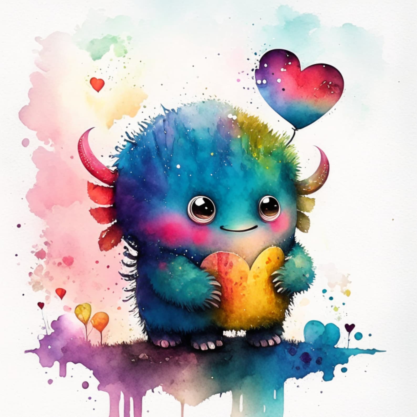 Cute Monster Love Clipart 300dpi PNG Graphics Instant Download for ...