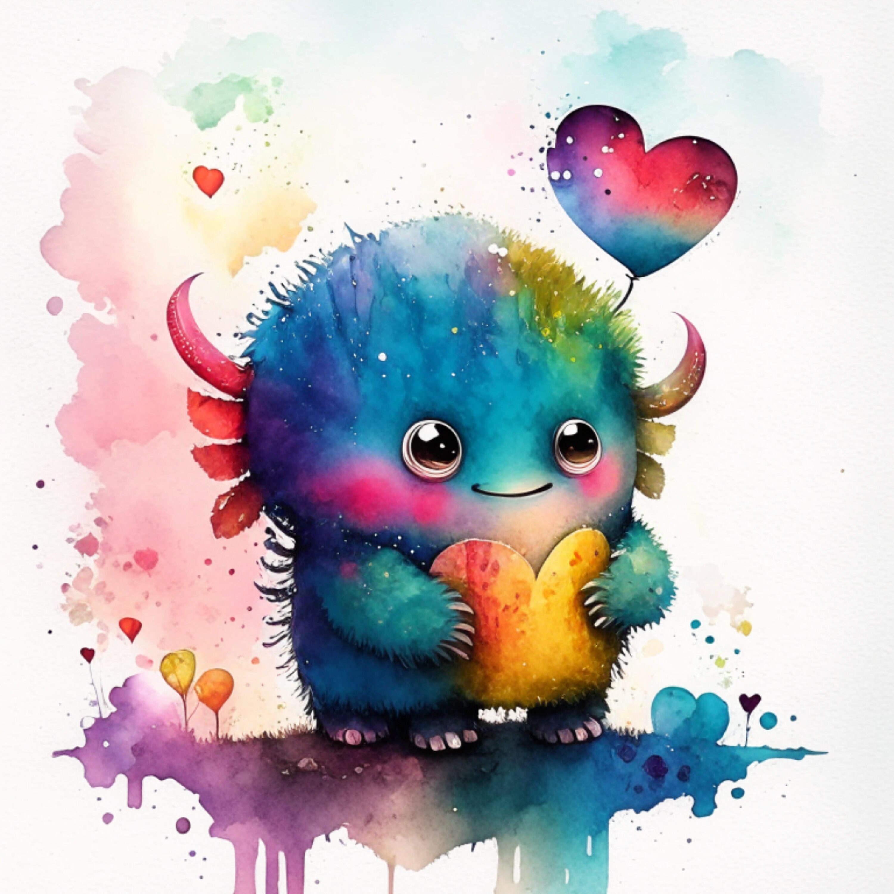 Cute Monster Love Clipart 300dpi PNG Graphics Instant Download for ...