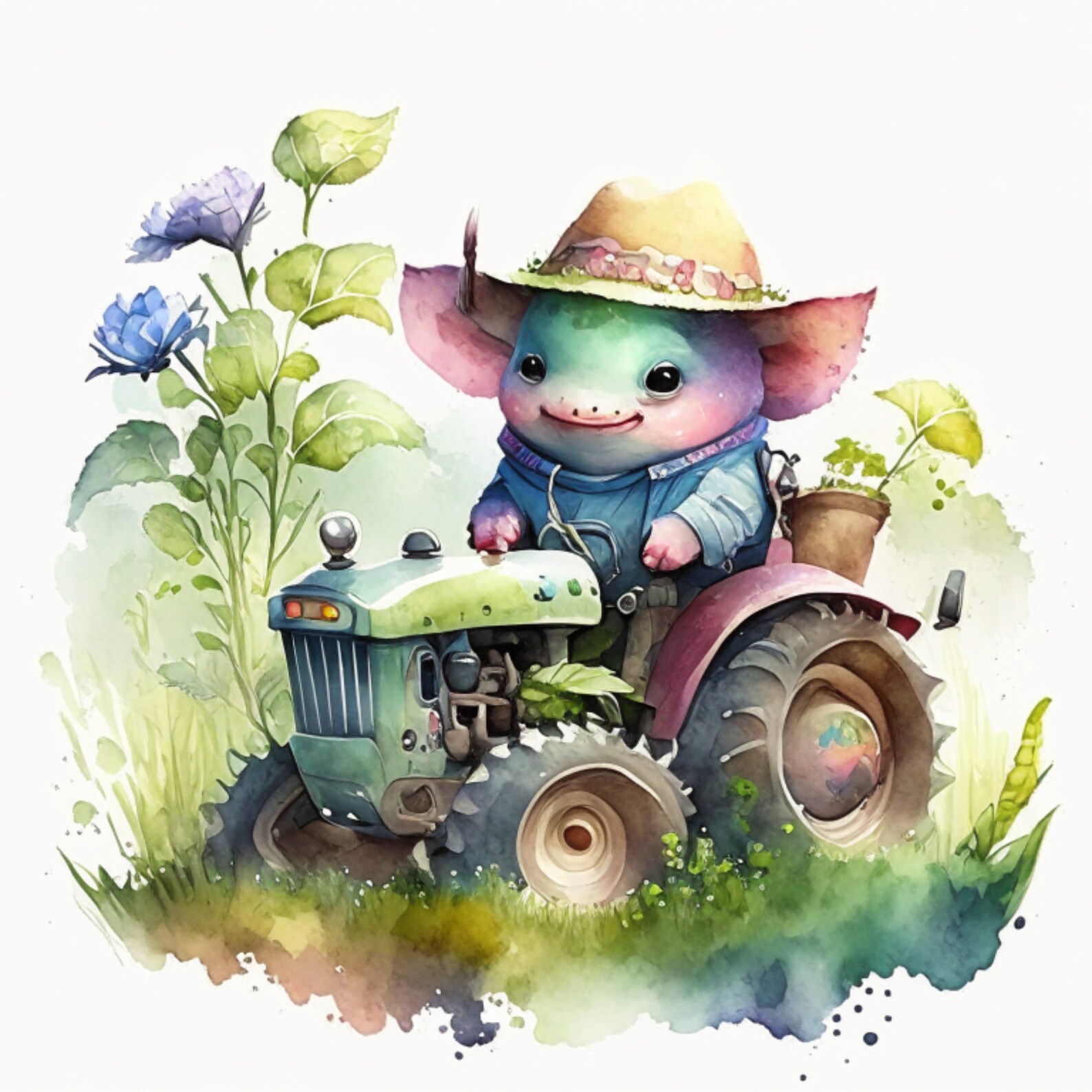 Cute Farmer Monster Clipart | 300dpi | PNG Graphics | Instant Download ...