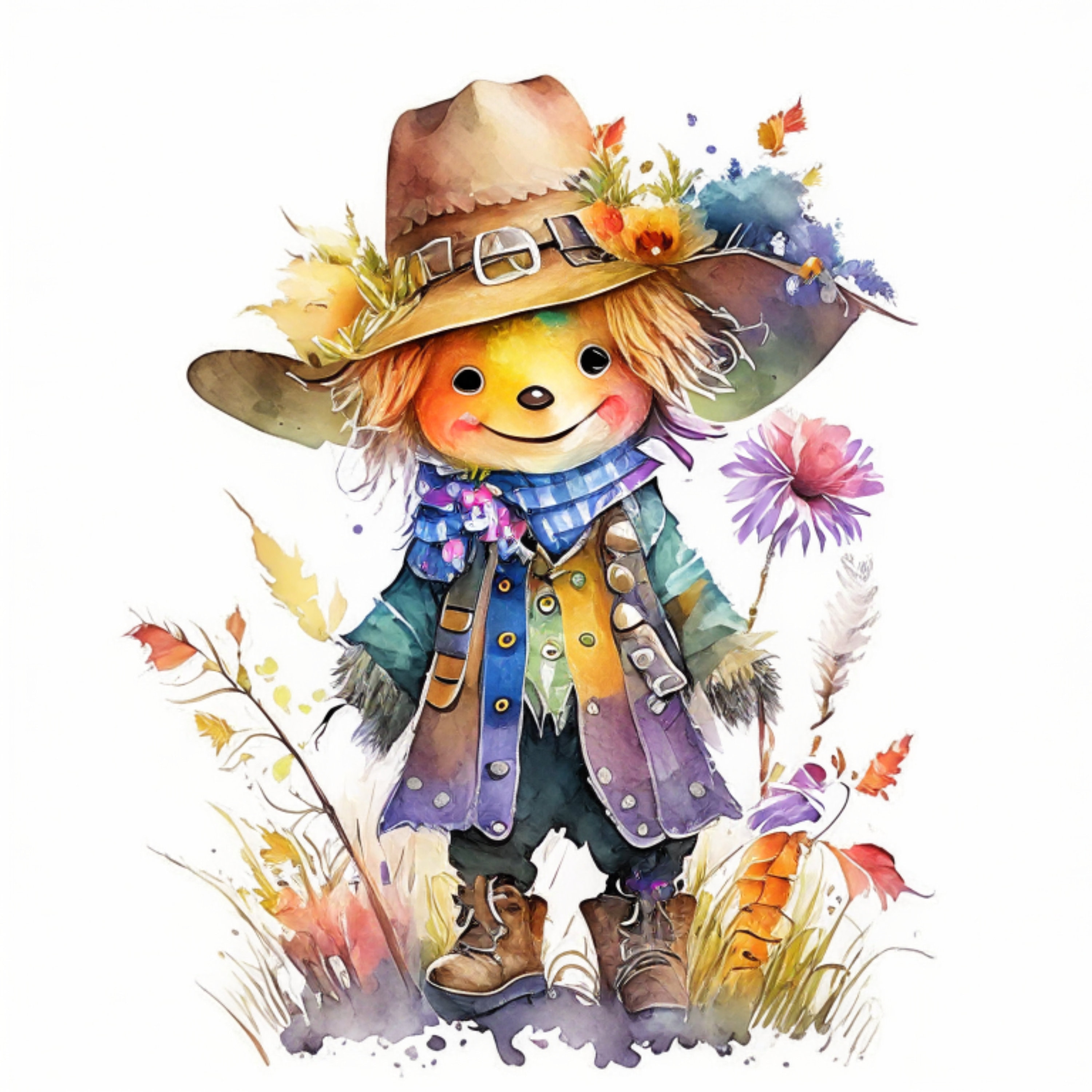 Cute Scarecrow Clipart | 300dpi High Resolution | PNG Graphics ...