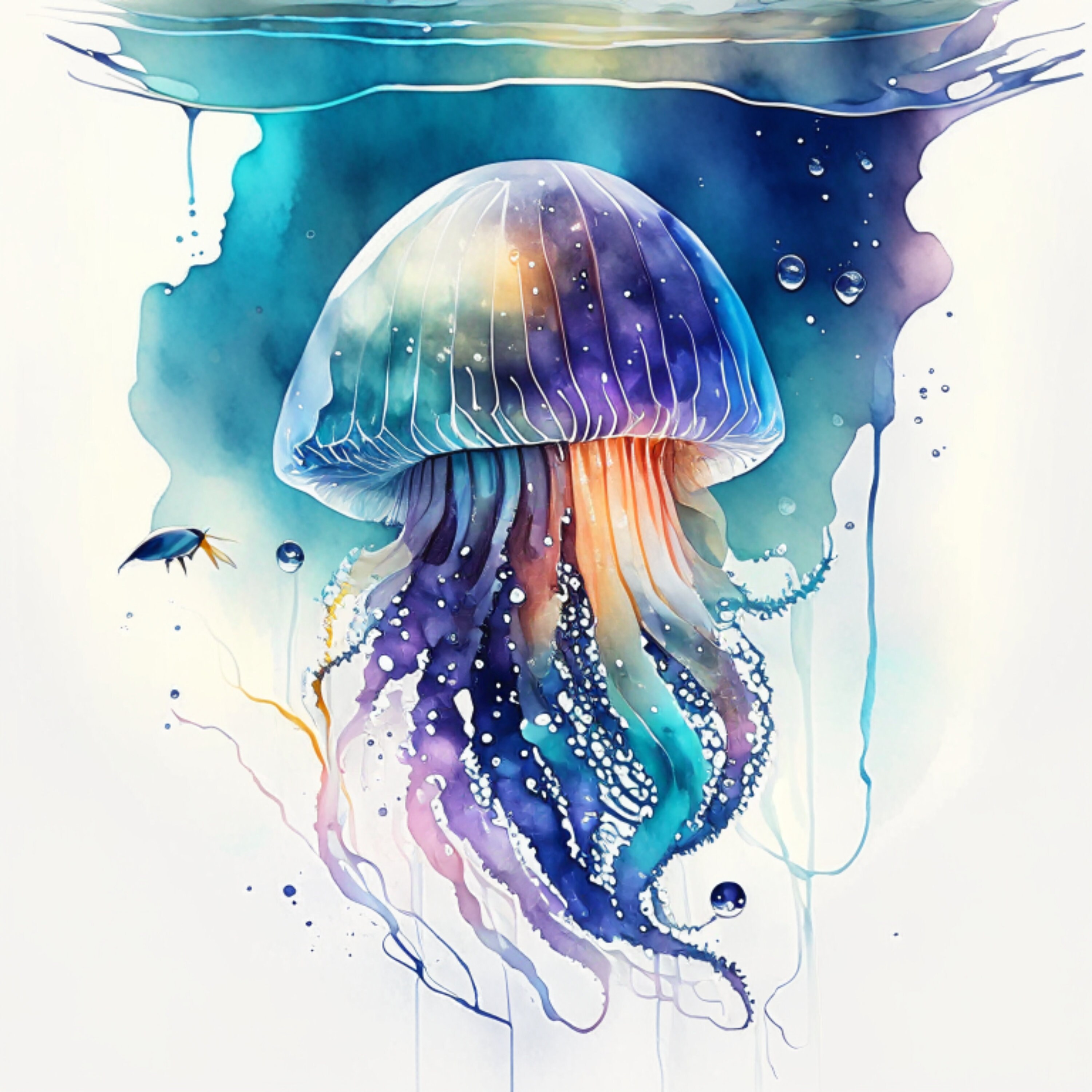 Watercolor Jellyfish Clipart: PNG Graphics, Commercial Use (digital ...