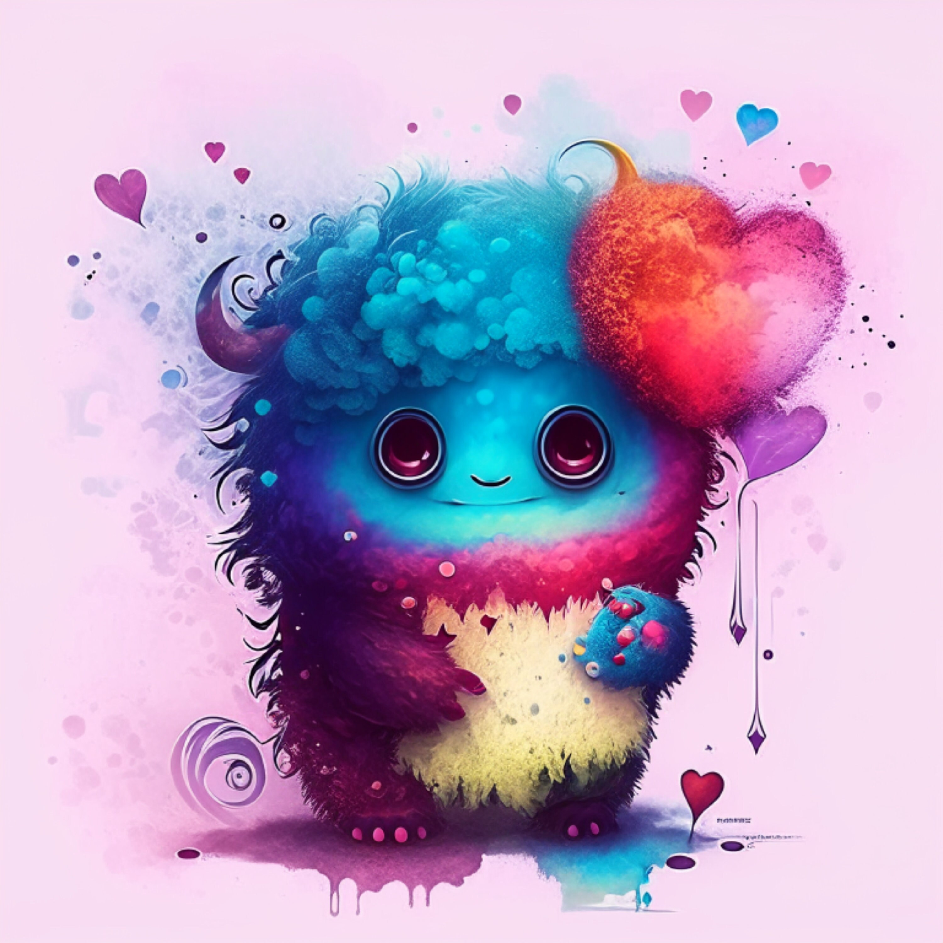 Cute Monster Love Clipart 300dpi PNG Graphics Instant Download for ...