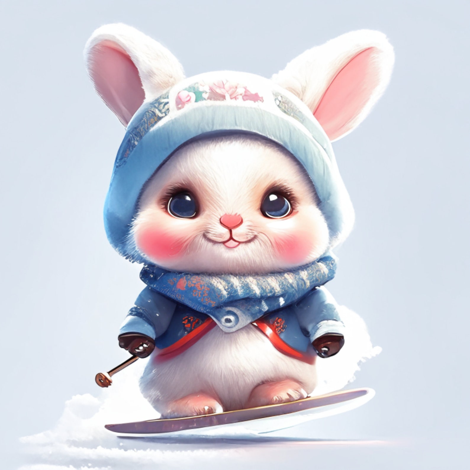 Cute Ski Bunny Clipart 300dpi High Resolution PNG Graphics - Etsy