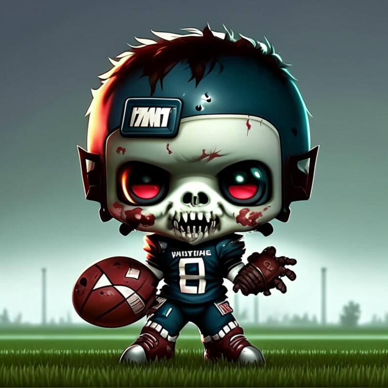 Cute American Football Zombie Clipart | 300dpi | PNG Graphics | Instant ...