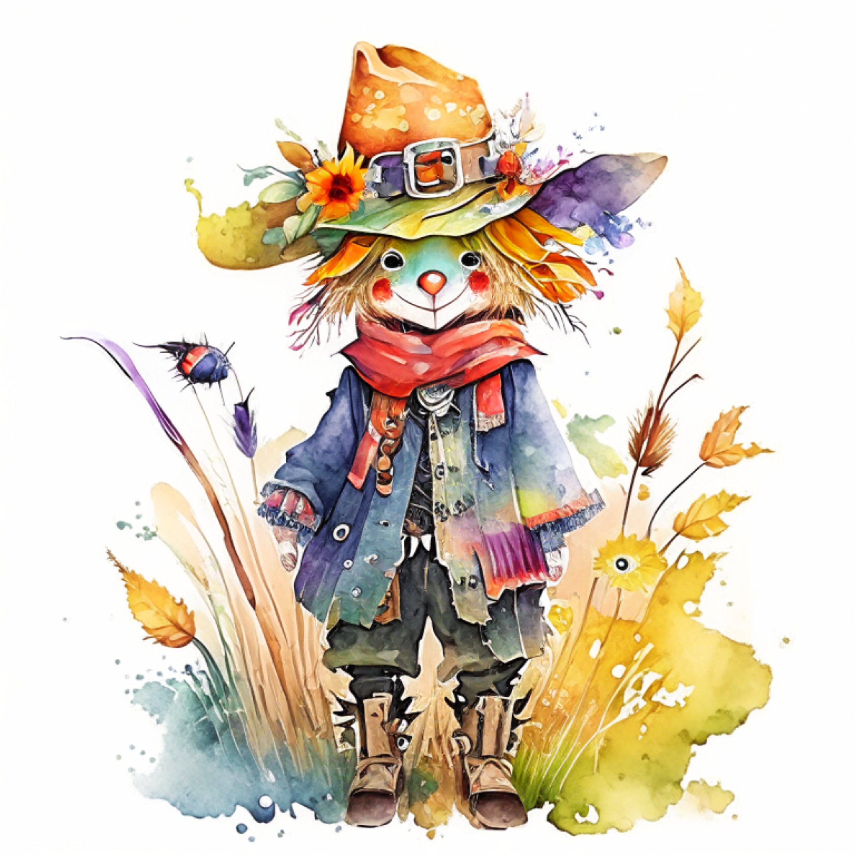 Cute Scarecrow Clipart | 300dpi High Resolution | PNG Graphics ...