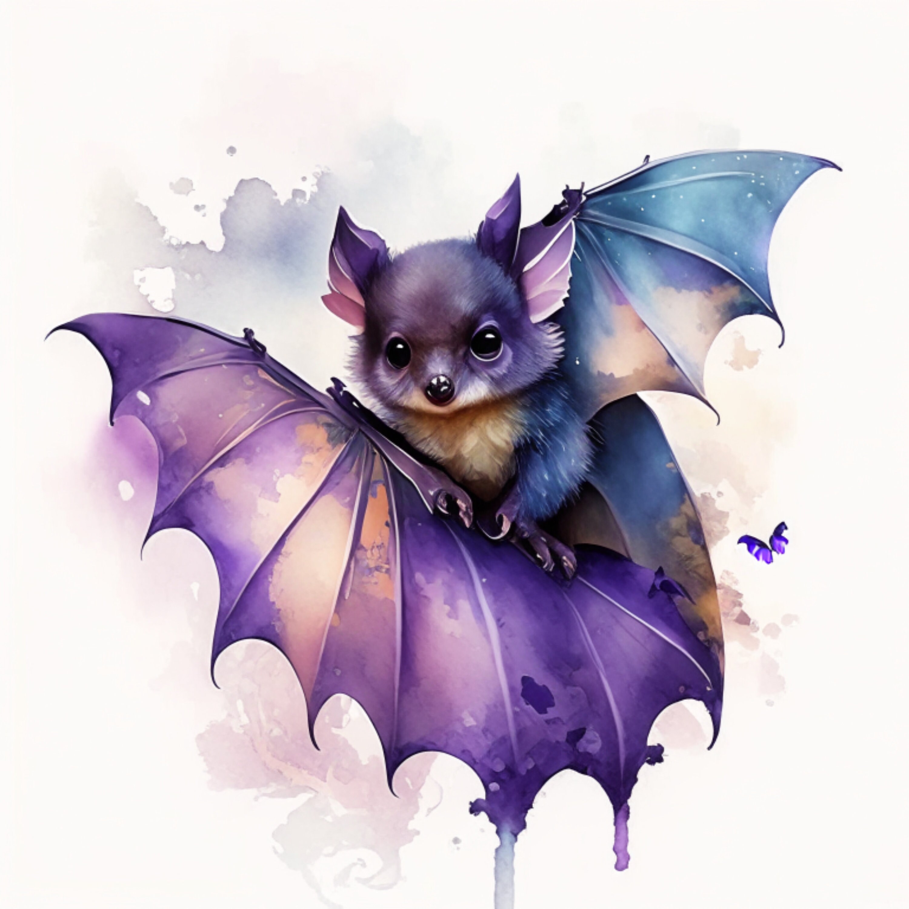 Cute Bat Clipart | 300dpi High Resolution | PNG Graphics | Instant ...
