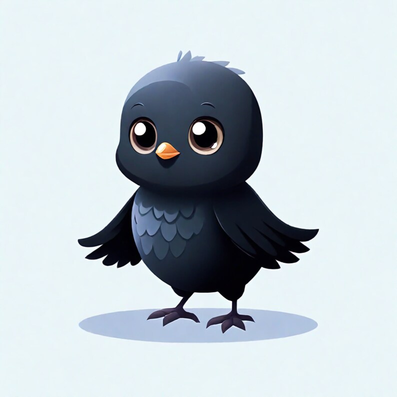 Cute Baby Crow Clipart | Commercial Use PNG Graphics (instant Download ...