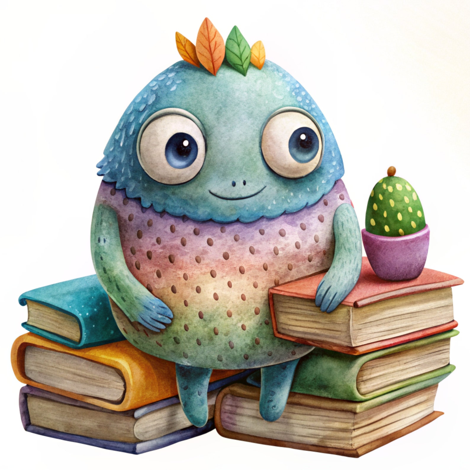 Cute Monster Books Clipart 300dpi High Resolution PNG Graphics Instant ...