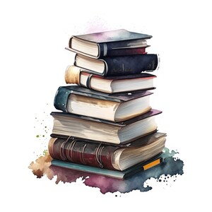 Cute Stack of Books Clipart | 300dpi | PNG Graphics | Instant Download ...