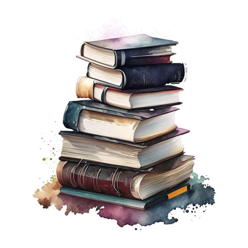 Cute Stack of Books Clipart | 300dpi | PNG Graphics | Instant Download ...