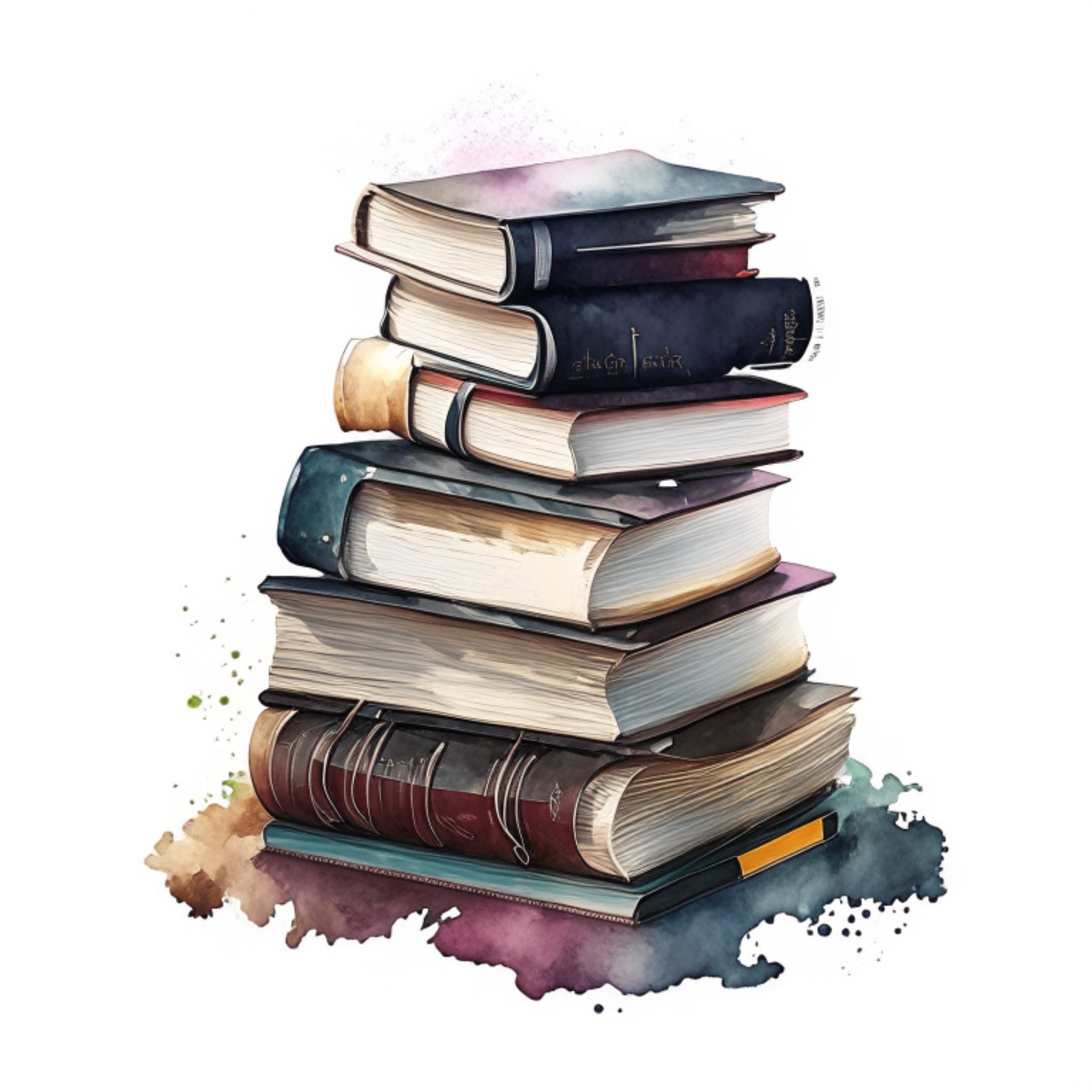 Cute Stack of Books Clipart | 300dpi | PNG Graphics | Instant Download ...