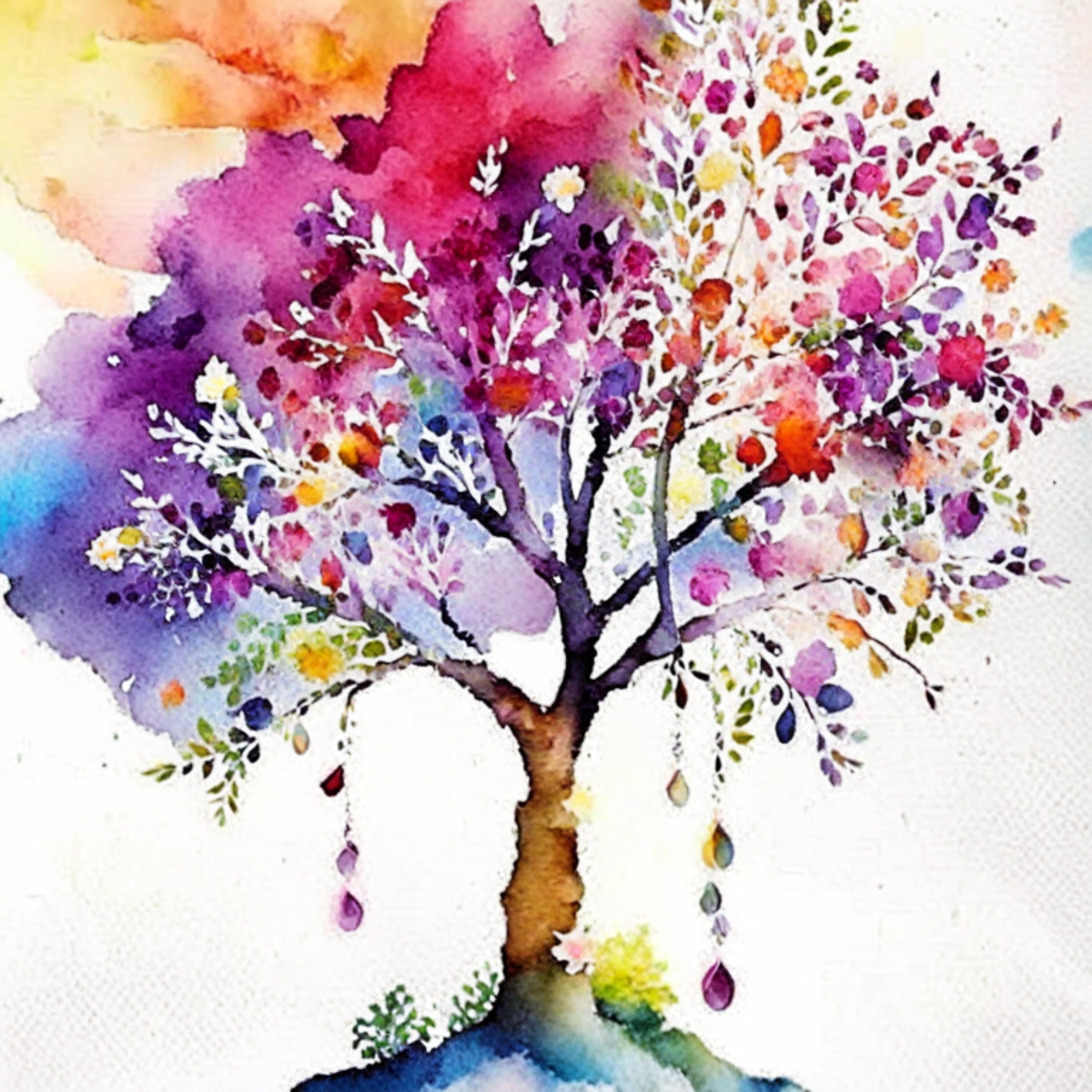 Watercolor Wish Tree Clipart: High-resolution PNG Graphics (digital ...