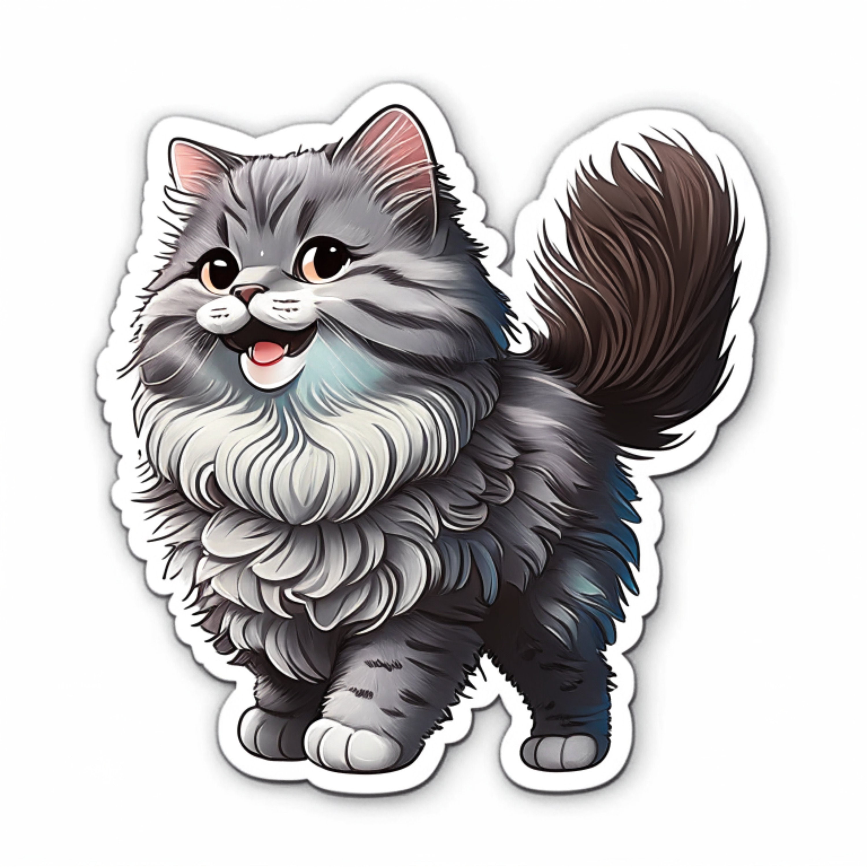 Cute Cat Sticker Print and Cut Digital PNG Sticker Sheets, 10 Different ...