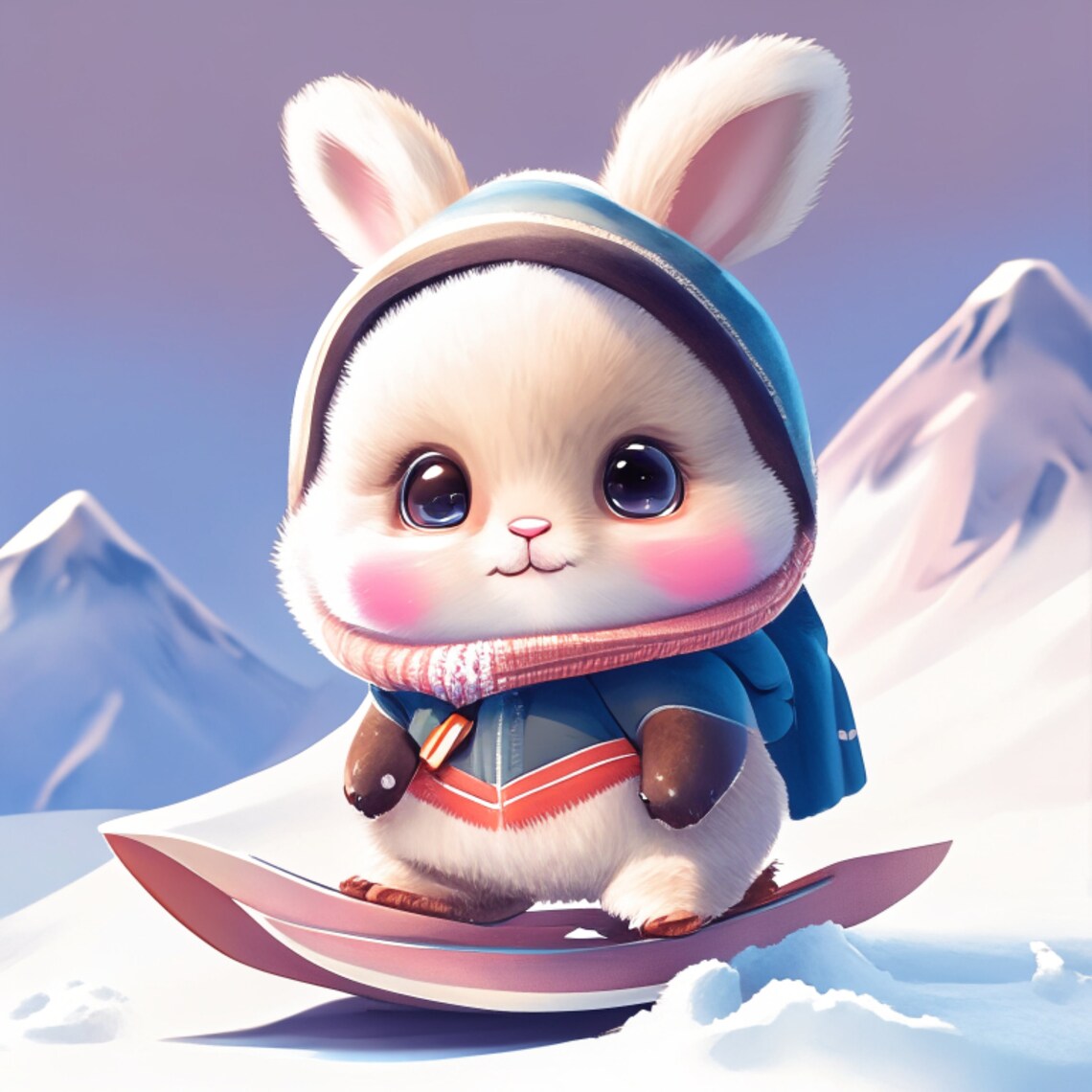 Cute Ski Bunny Clipart 300dpi High Resolution PNG Graphics - Etsy