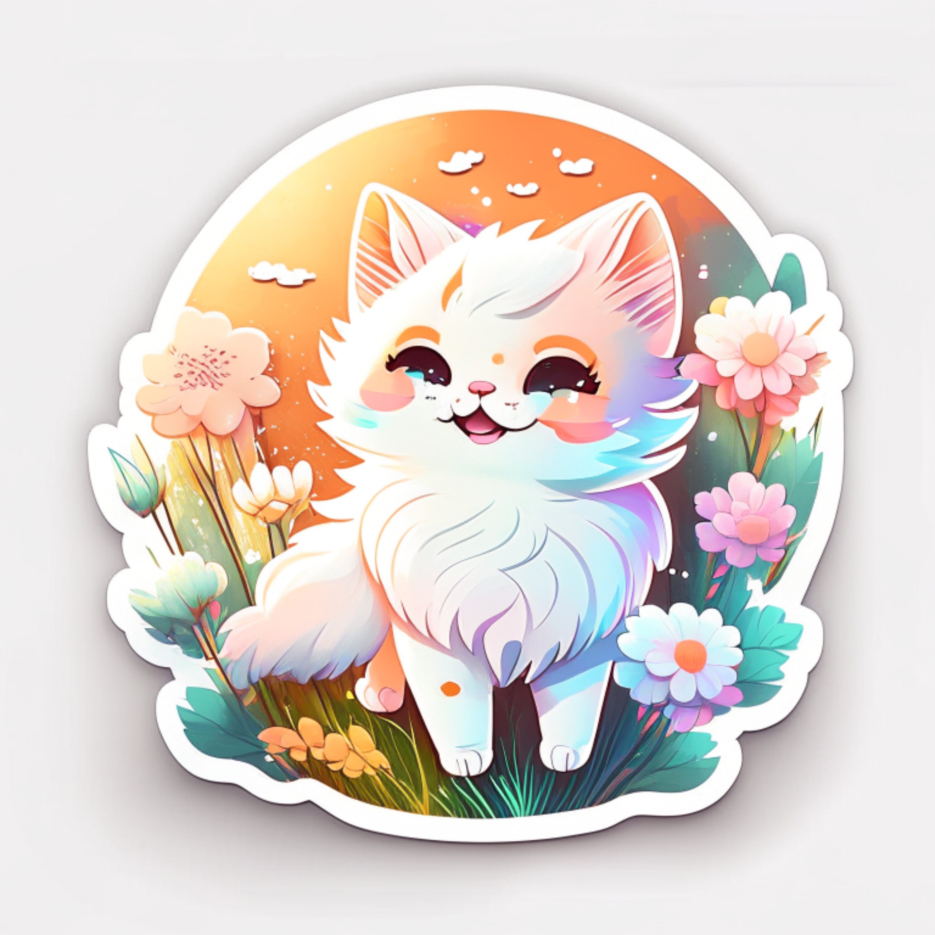 Cute Cat Sticker Print and Cut Digital PNG Sticker Sheets, 10 Different ...